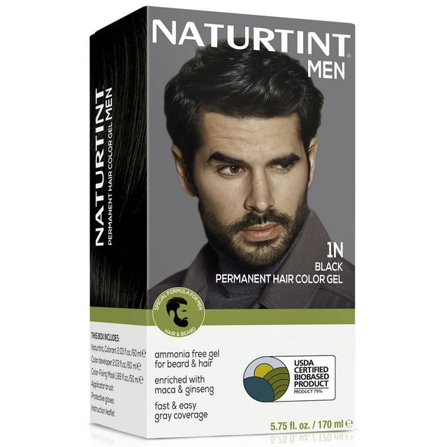 Naturtint Men's 1N Black Permanent Hair Color - Fast Gray Coverage ...