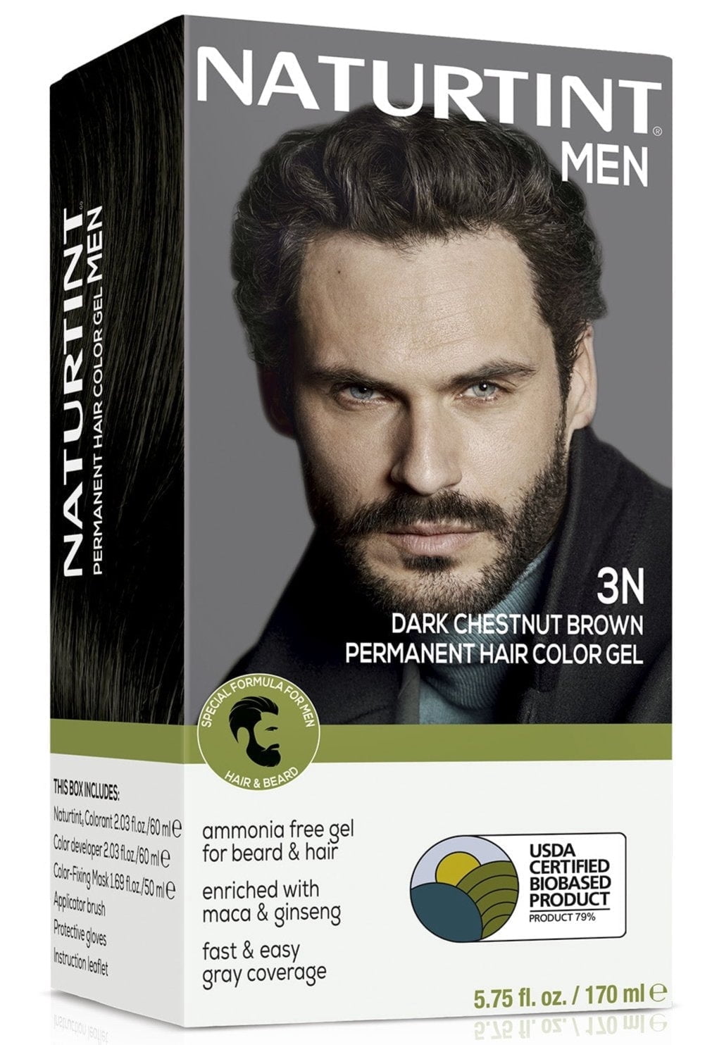 Naturtint Men's Hair Color 3N Dark Chestnut Brown, 100% Gray Coverage ...