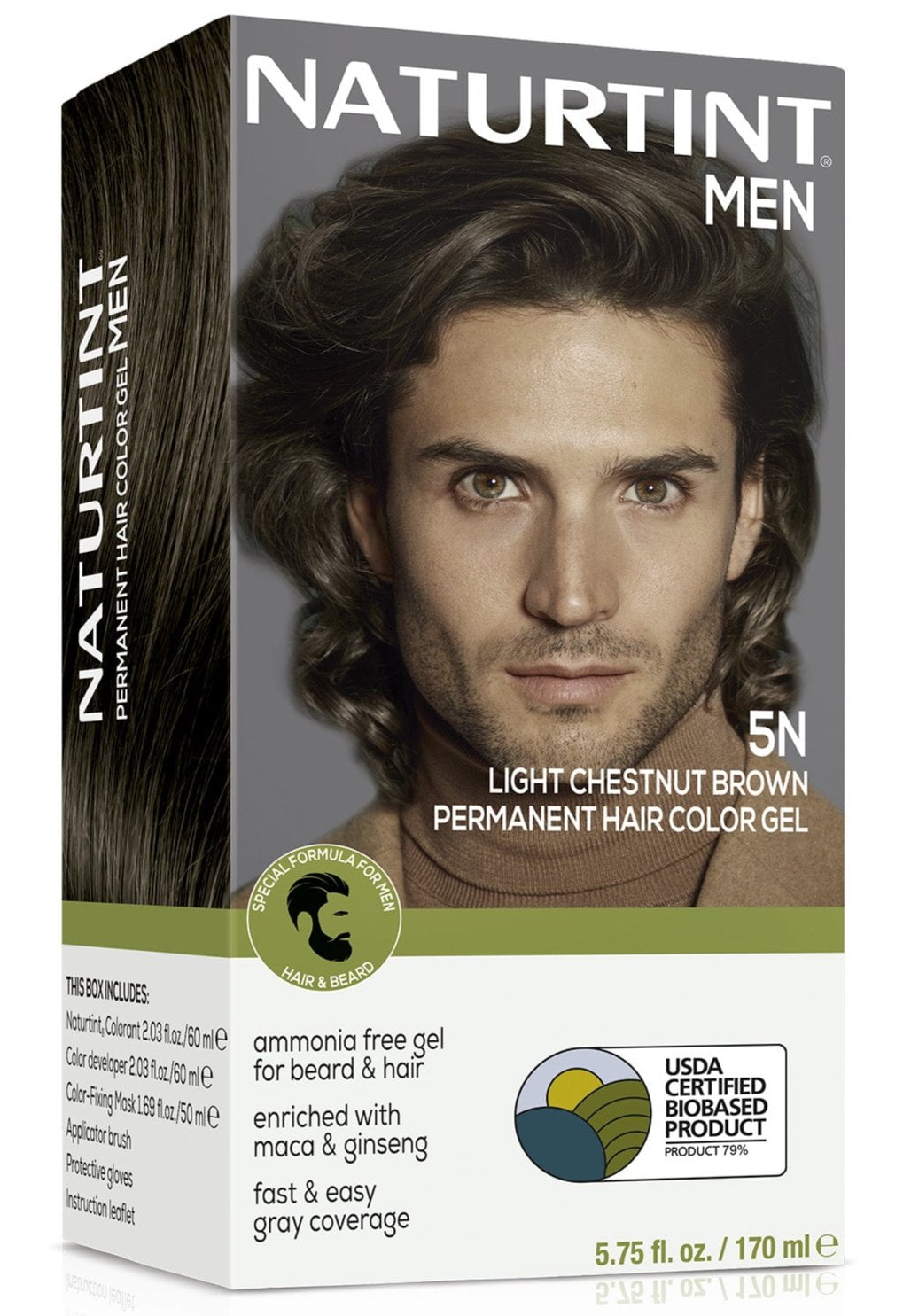 Naturtint Men's Permanent Hair Color, 5N Light Chestnut Brown, Vegan ...