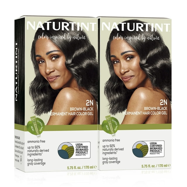 Naturtint Organic Dye Permanent Hair Color 2N Brown Black, Pack of 2 - Walmart.com