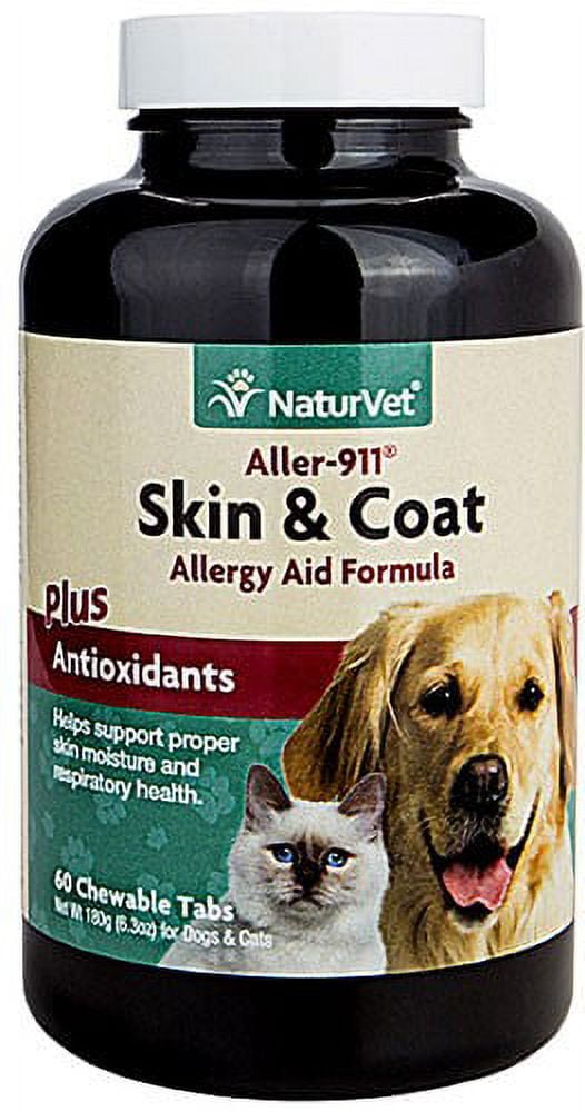 NaturVet ALLER-911 Pet Skin & Coat Chewable Tabs Allergy Aid Dogs ...