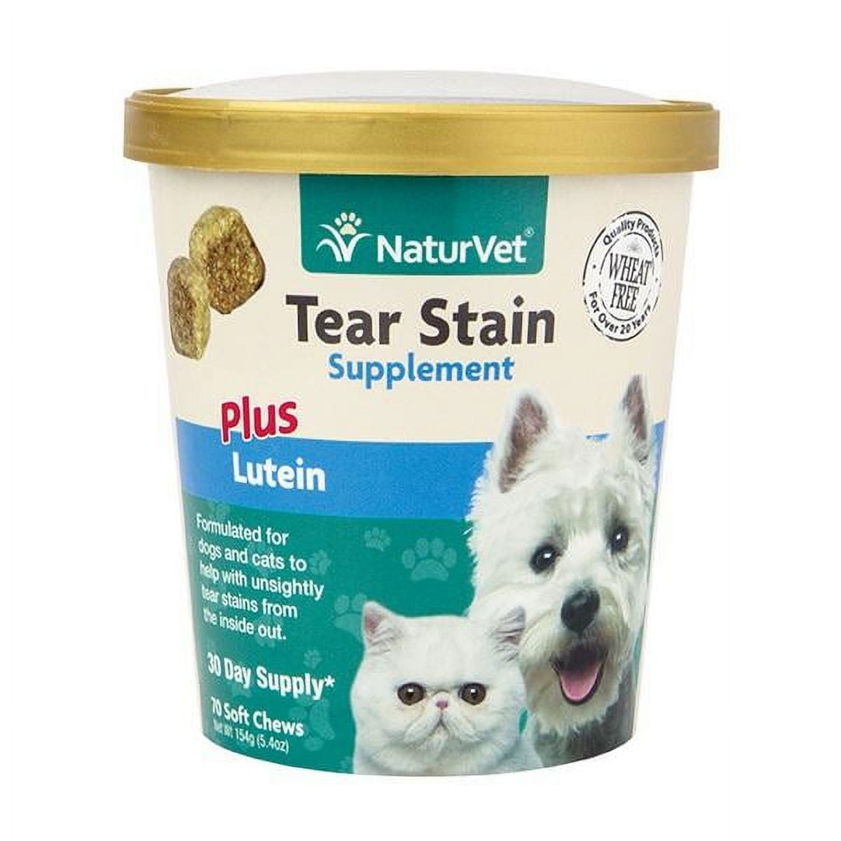 Naturvet Tear Stain Remover plus Lutein Supplement Dogs & Cats 70 Soft ...