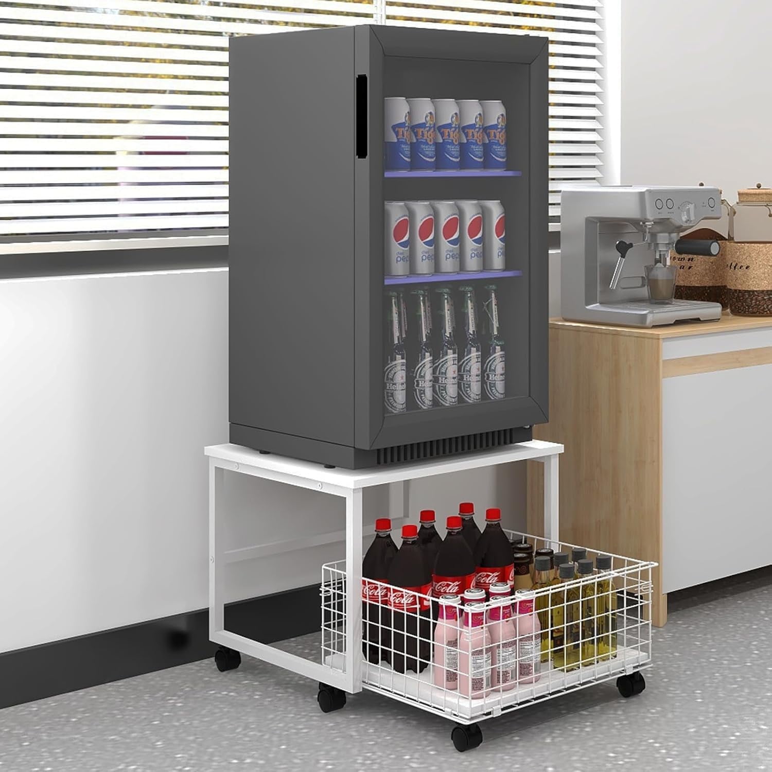 Natwind 19.7x19.7in Mobile Mini Fridge Stand with Large Capacity ...