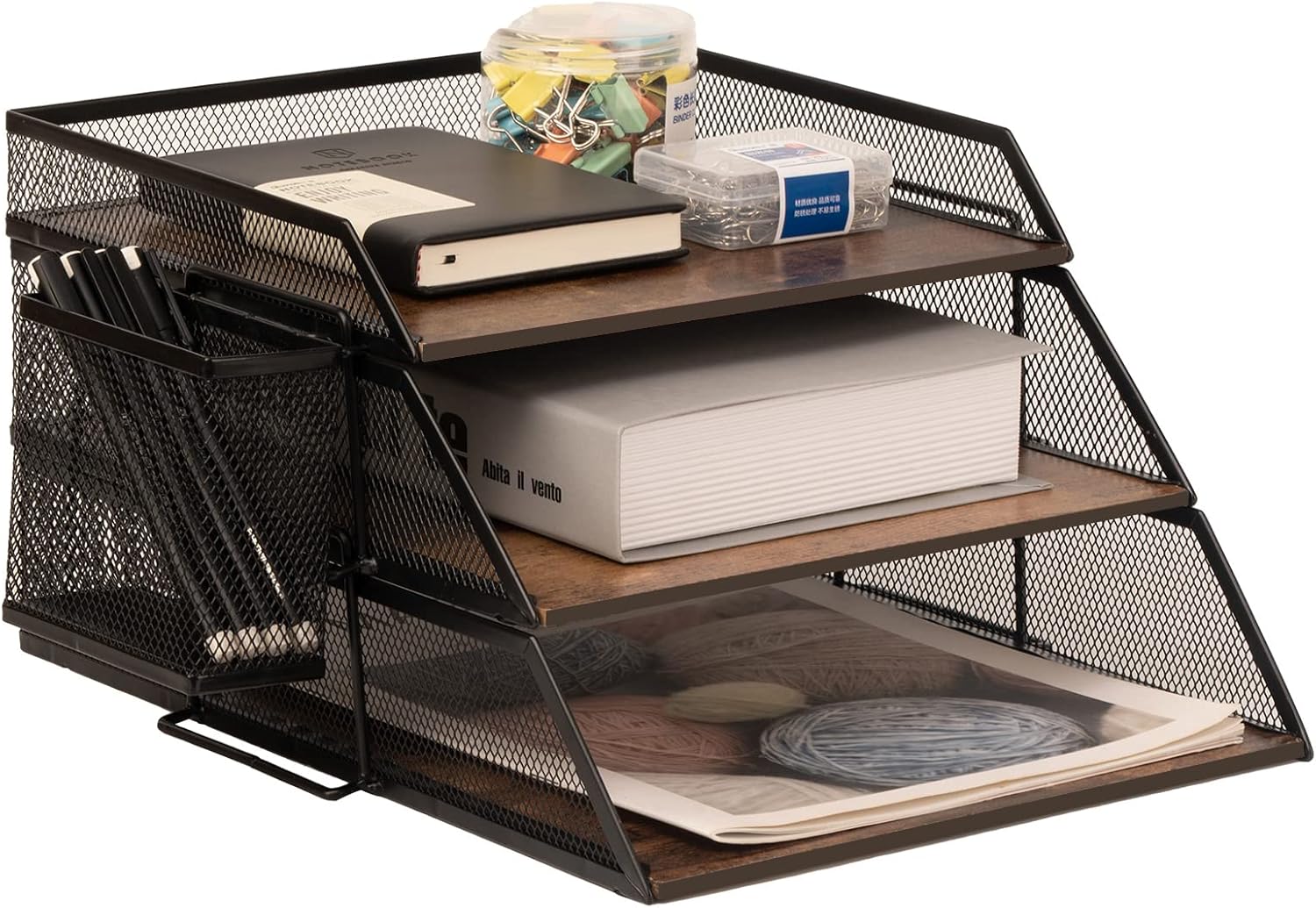 Natwind 4-Tier Stackable Paper Tray, Metal Mesh Desktop Organizer ...