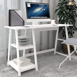 Convenience Concepts Designs2Go 29.25 Tall Trestle Desk with Shelves Black Walmart