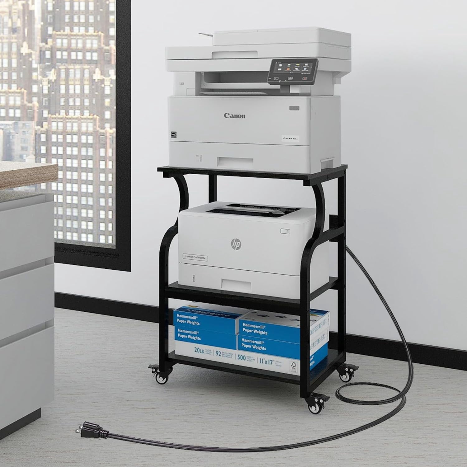 Natwind Large Printer Stand, Adjustable Storage, 3 Tier Rolling Cart ...