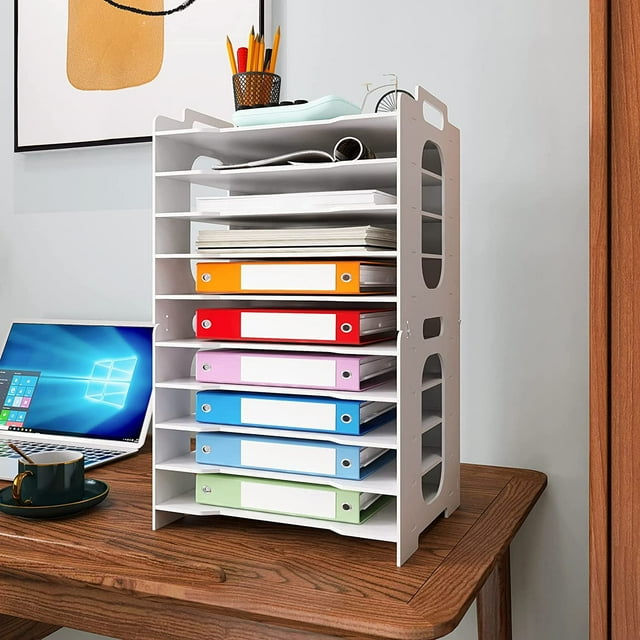 Natwind 10-Tier Office Paper Organizer for Desk: Folder Copy Supplies ...