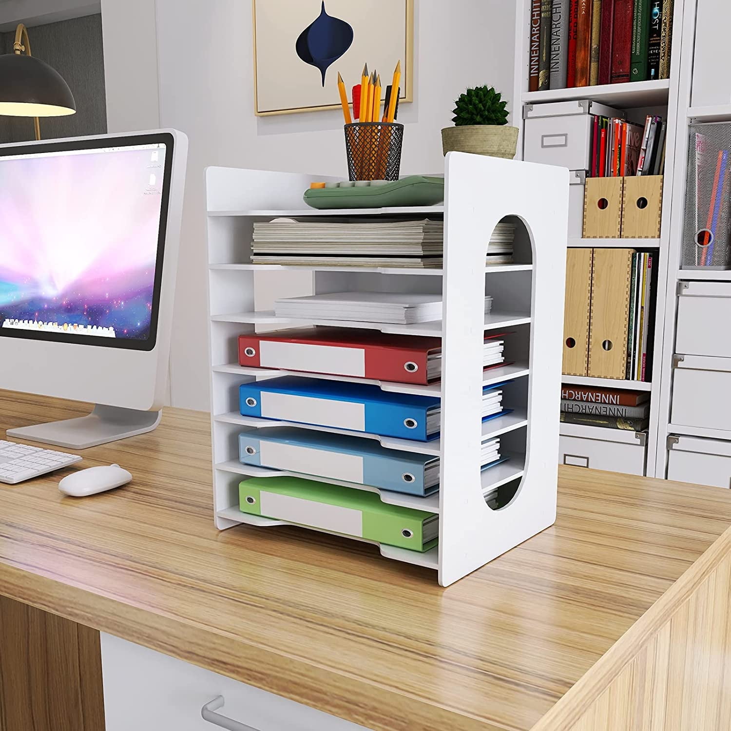 Natwind 7-Tier Desk File Organizer, A4 Paper Holder & Document Storage ...