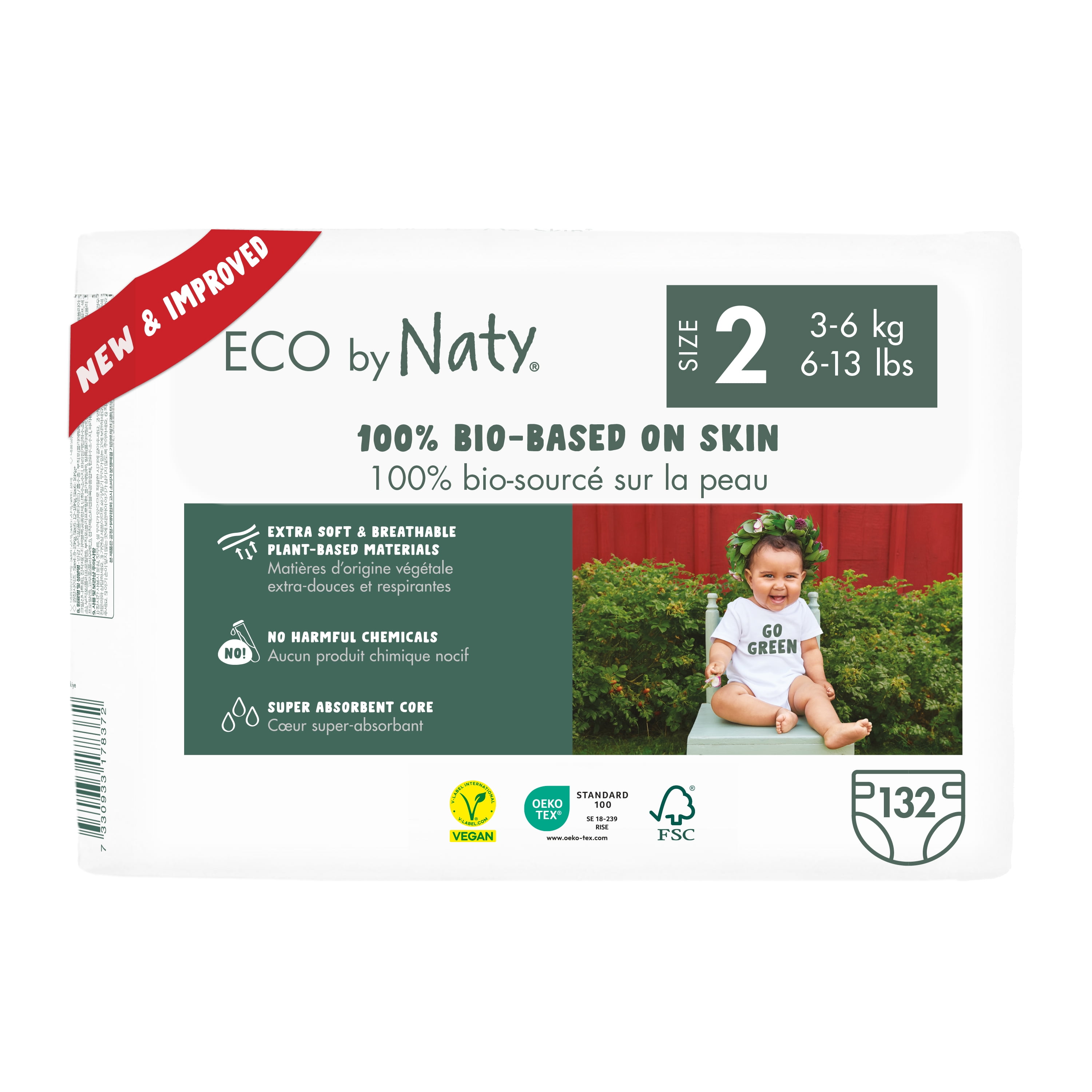 Eco by Naty Fully Compostable Diapers, Size 2, 132 Count - Walmart.com