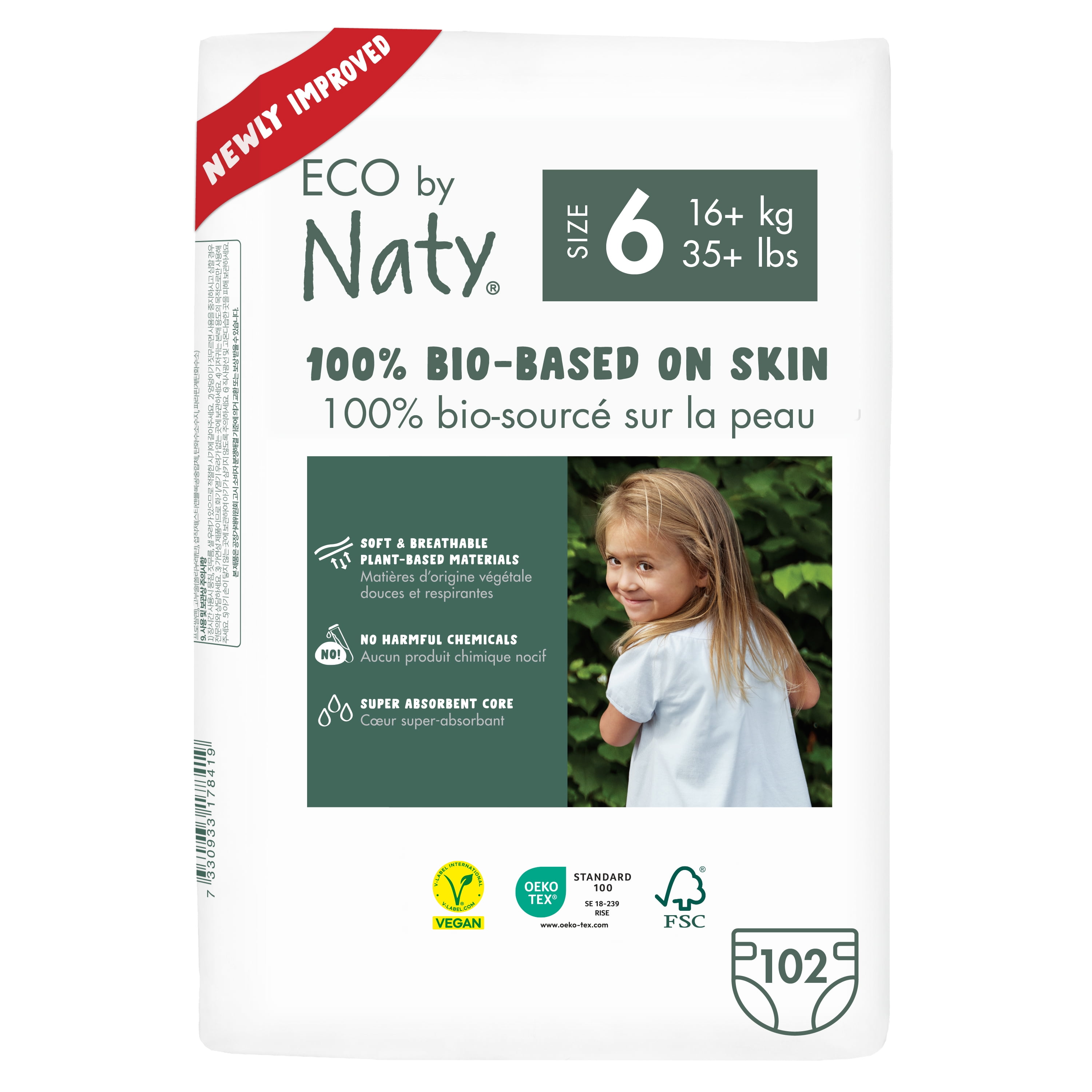 Eco by Naty Fully Compostable Baby Diapers, Size 6, 102 Count - Walmart.com