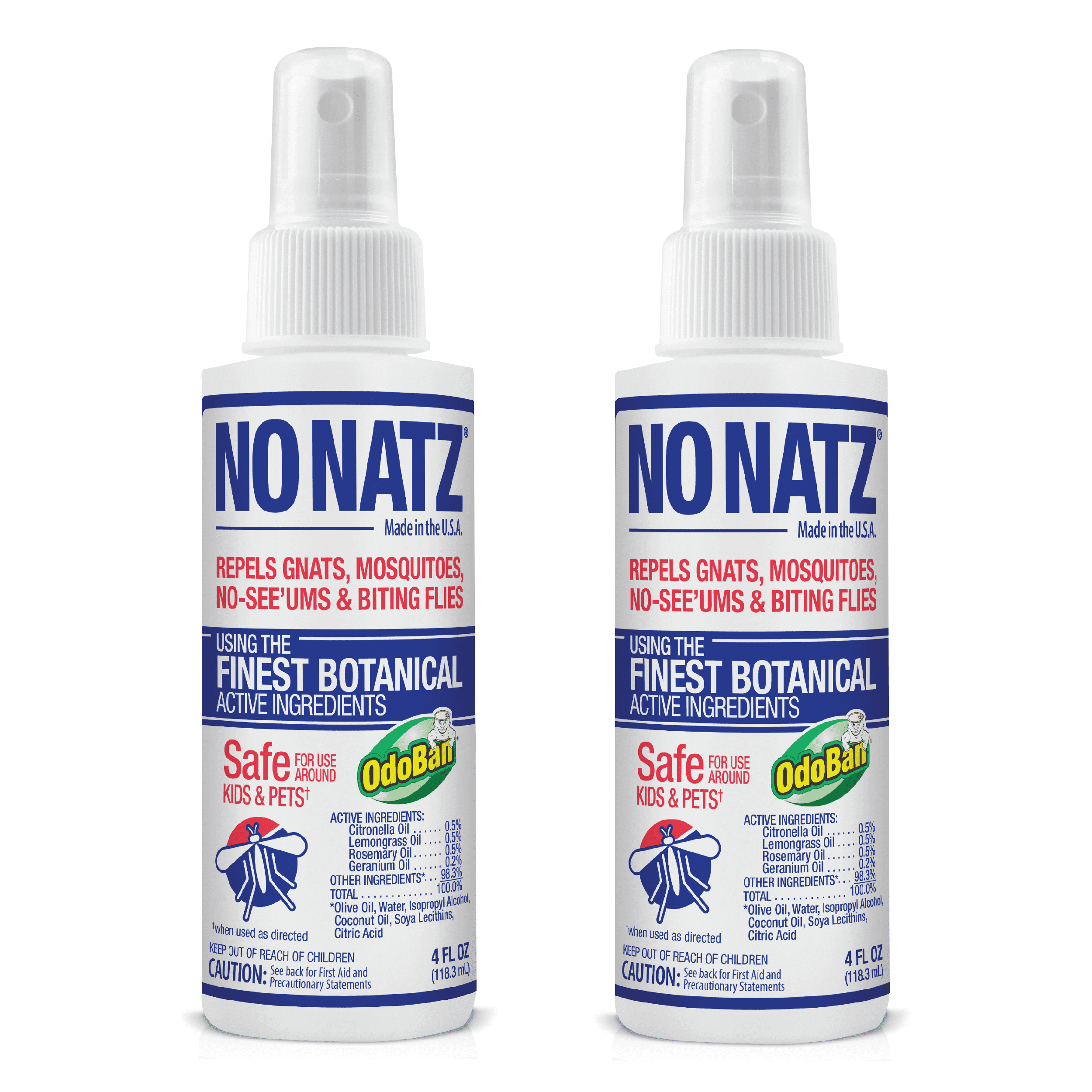 No Natz DEET-Free Botanical Bug Repellent, Child Safe Insect Spray, 4 ...