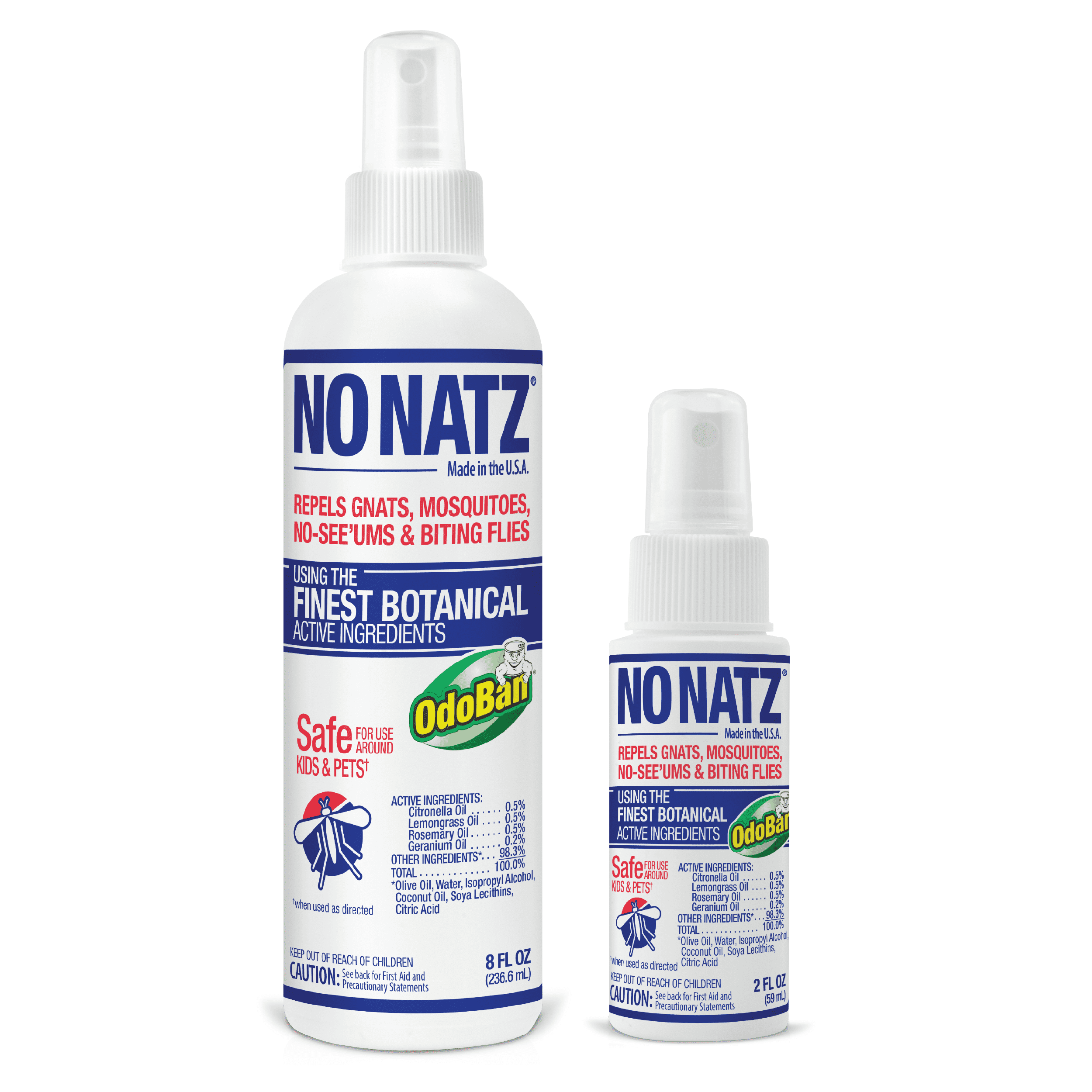 No Natz Bug Repellent, DEET-Free, Non-Greasy, 2 & 8 oz Spray Bottle, 2 ...