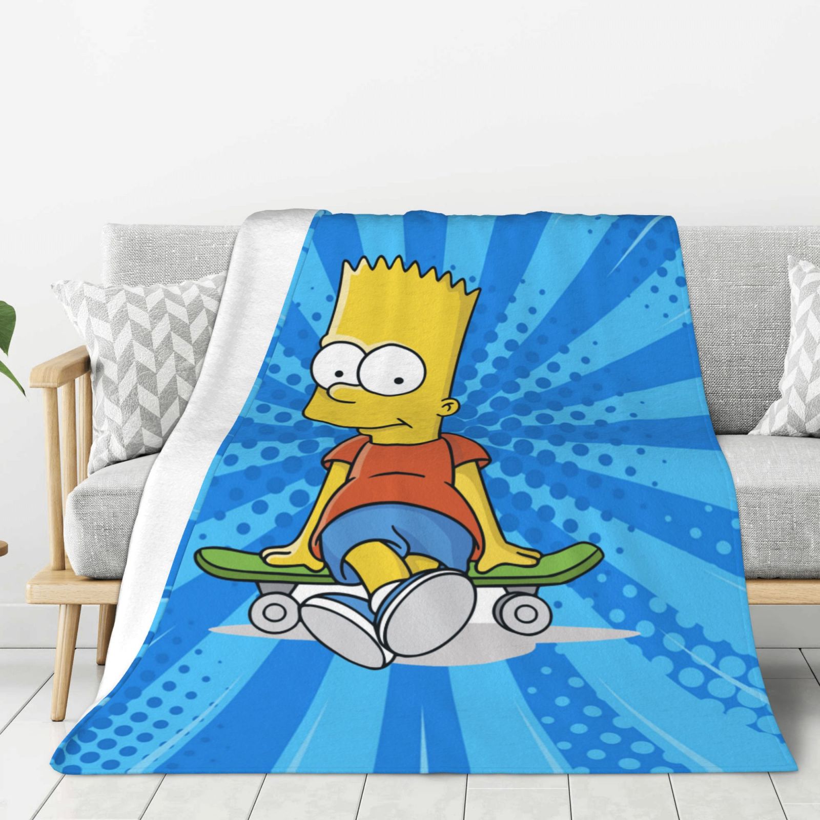 Naughty Bart The Simpsons Blanket Cozy Soft Fleece Flannel Bed Blanket ...