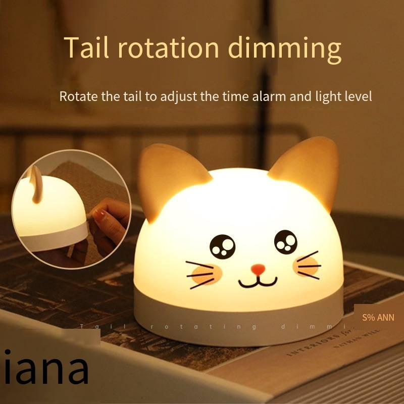 Naughty Cat Alarm Clock Night Light Cute Bedroom Ambient Light Timing ...