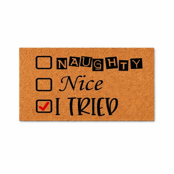 Naughty Nice I Tried Doormat, Funny Holiday Entryway Welcome Mat, Non ...