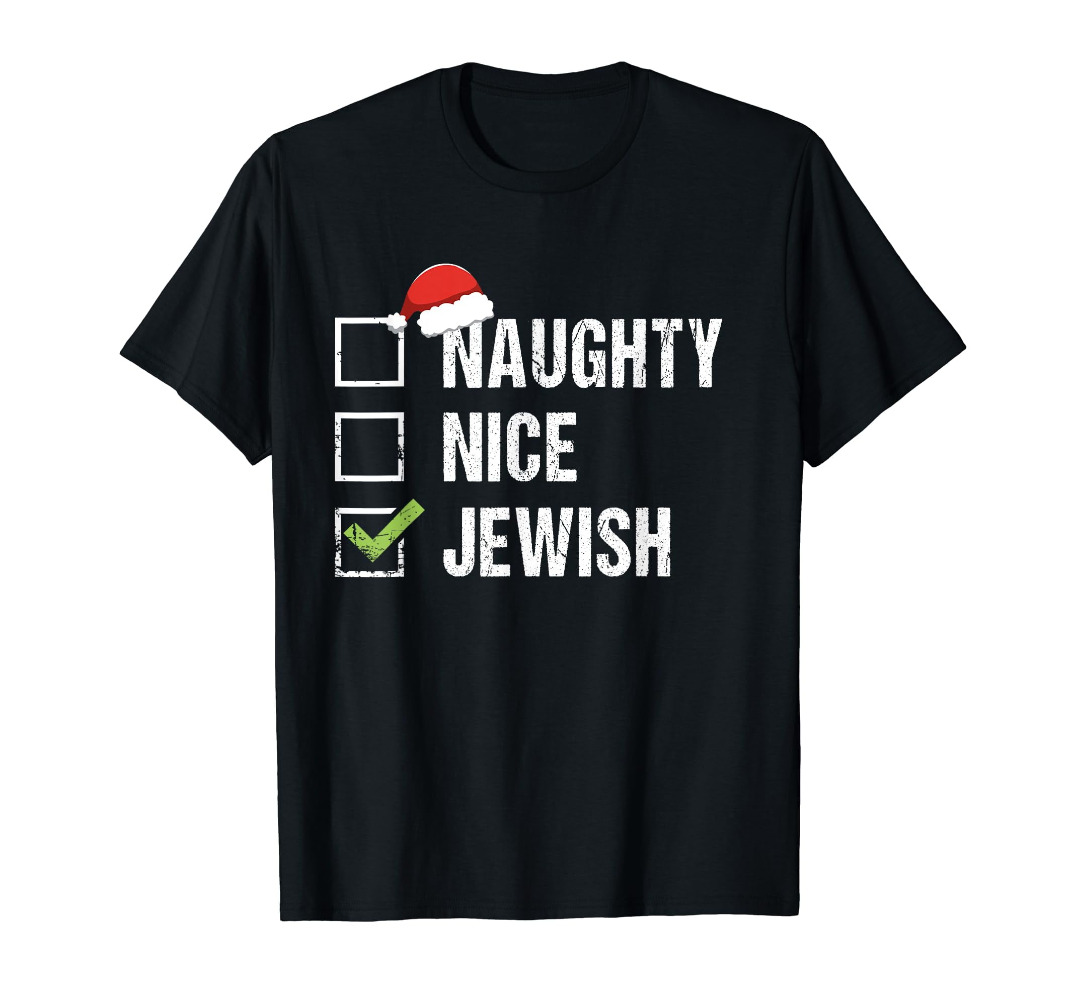Naughty Nice Jewish Shirt Santa Jew Christmas Gift Hanukkah T-Shirt ...