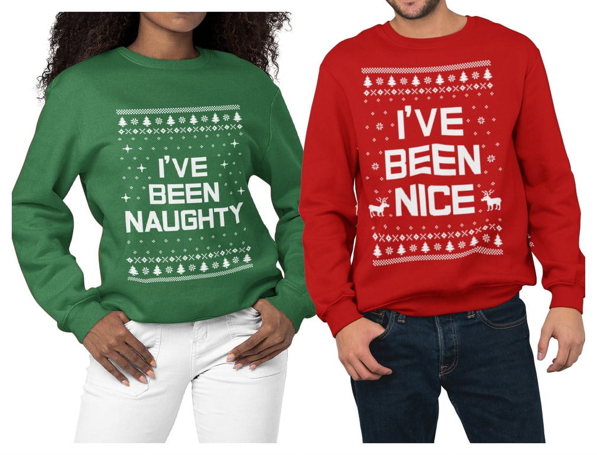 Naughty & Nice Sweatshirt Men Women Couple Matching Ugly Christmas ...