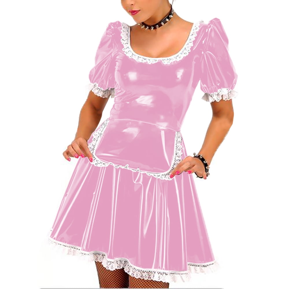 Naughty U-neck Short Sleeve Maid Dress with Lace Trims Maid Cosplay ...