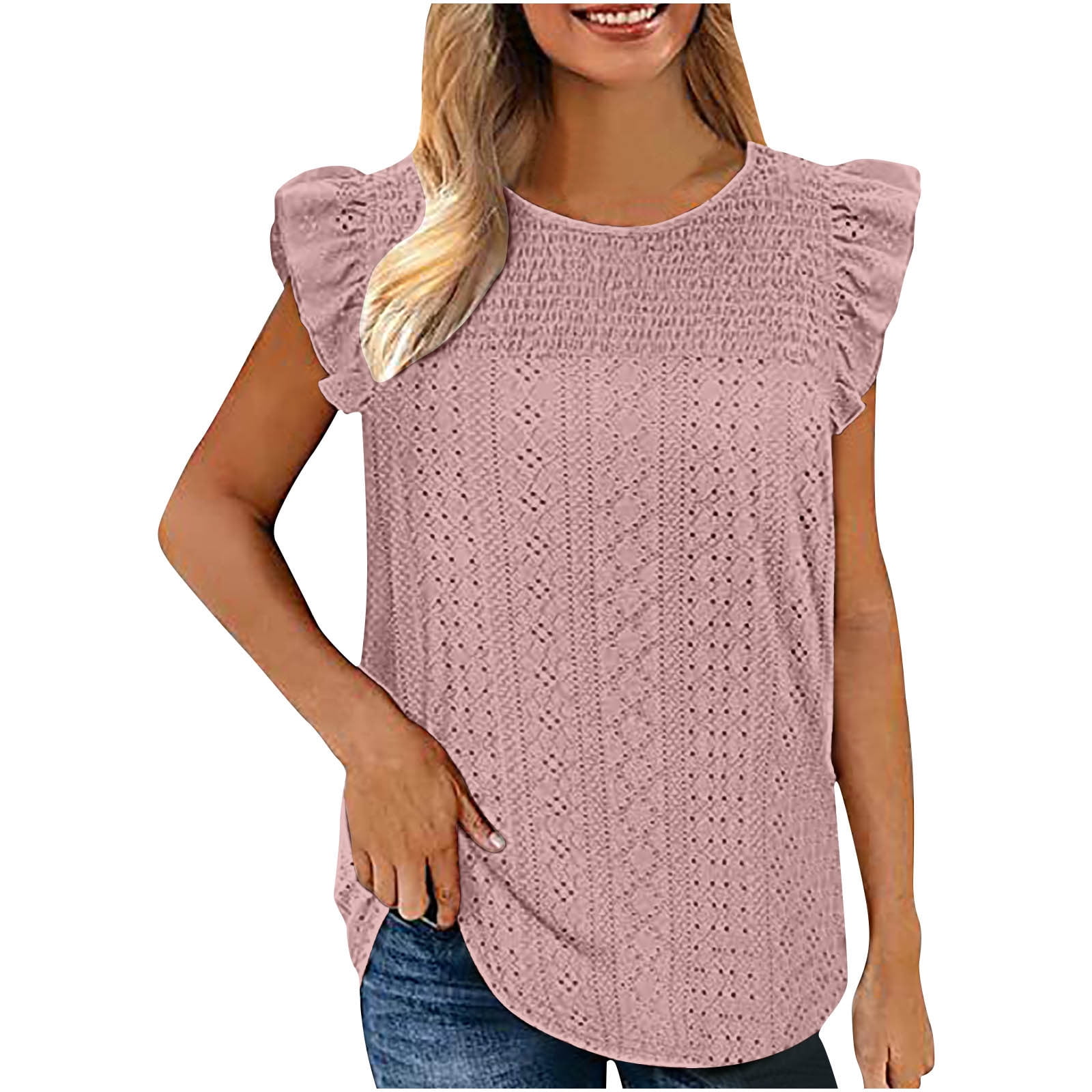 Naughtyhood Womens Tanks,Womens Solid Color Round-Neck Sleeveless ...