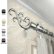 Tulip 1" Double Curtain Rod 160-240 inch - Black - Walmart.com