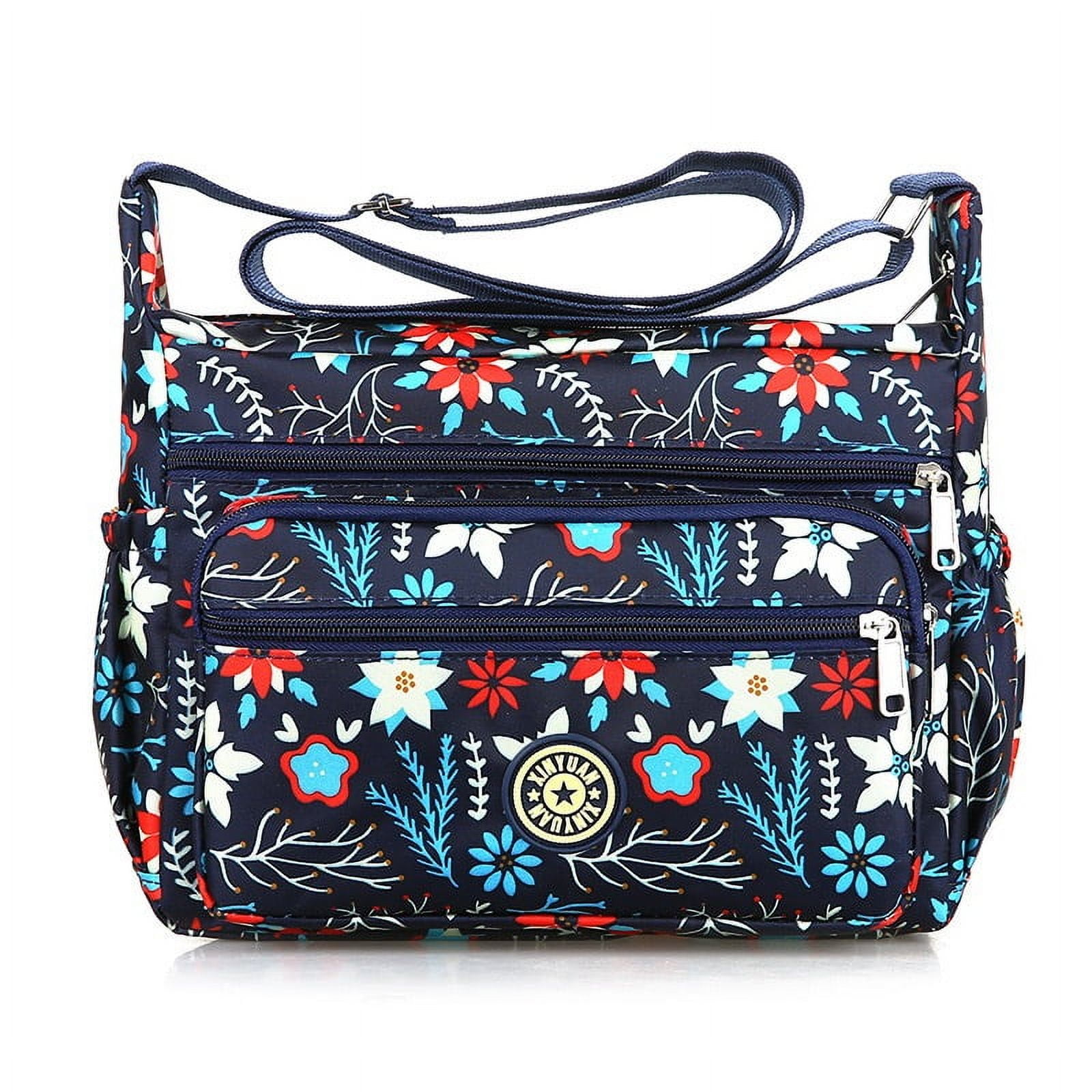 Nausy Nylon Floral Multi-Pocket Crossbody Purse Bags for Women Travel ...