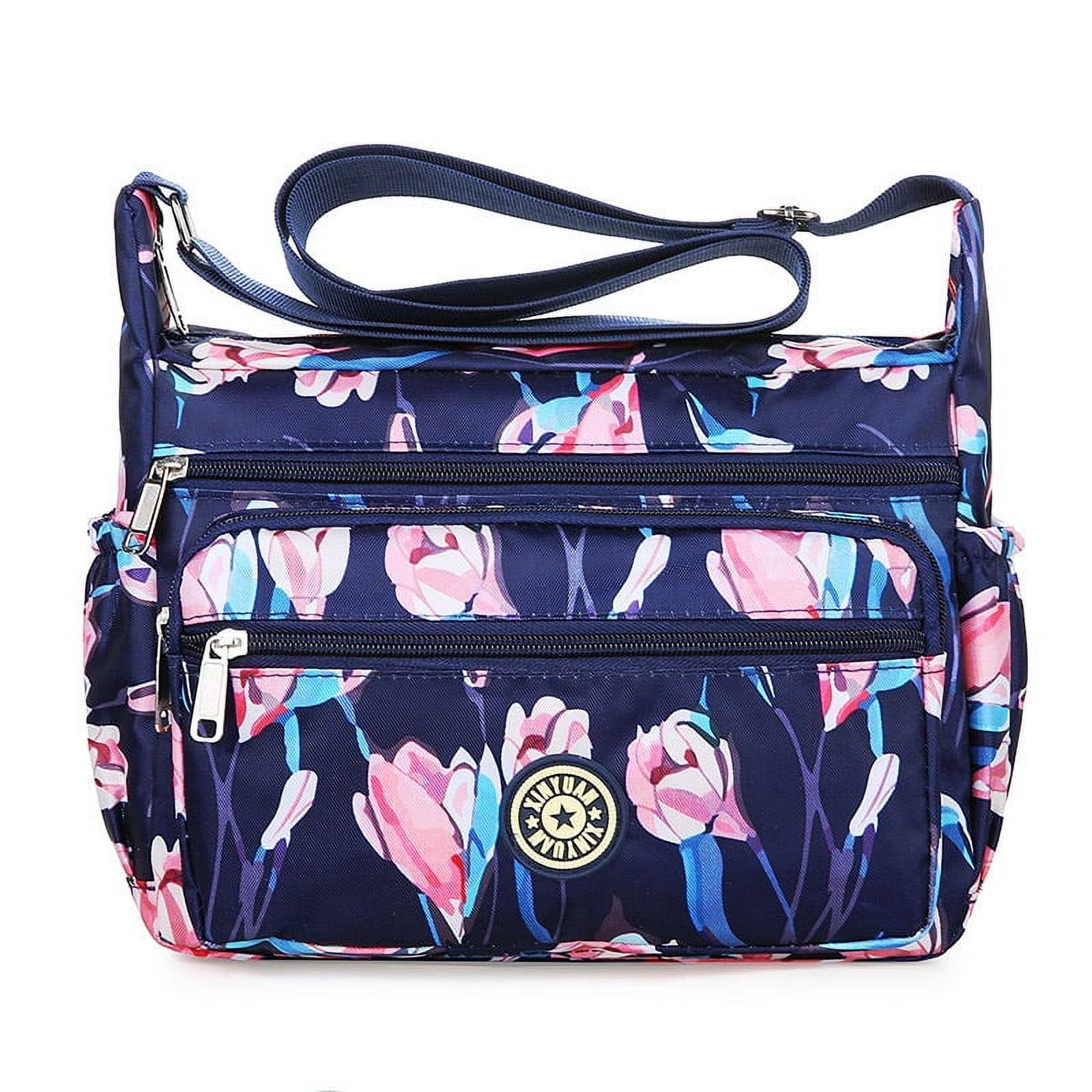 Nausy Nylon Floral Multi-Pocket Crossbody Purse Bags for Women Travel ...