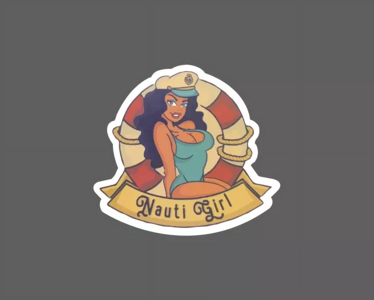 Nauti Girl Sticker Sailor Waterproof Sticker Phone Decal Water Bottle ...