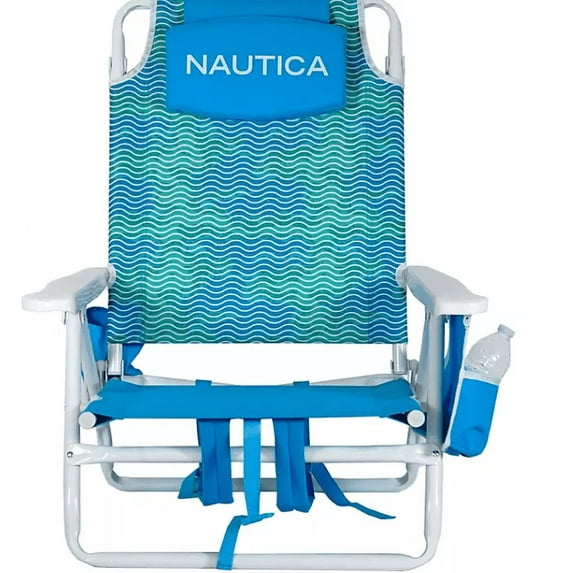 Nautica 5-Position Folding Lay Flat Portable Backpack Beach Chair ...