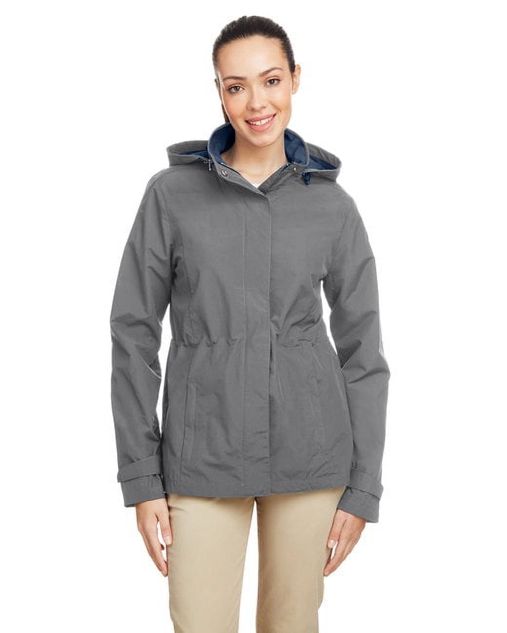 Nautica B14828132 Womens Voyage Hooded Rain Jacket, Graphite - Extra ...