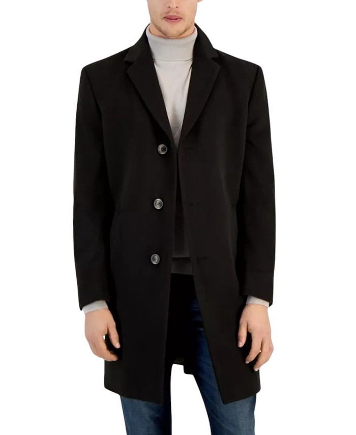 Nautica Men's Classic-Fit Camber Wool Overcoat Coat 40 R Espresso Brown ...