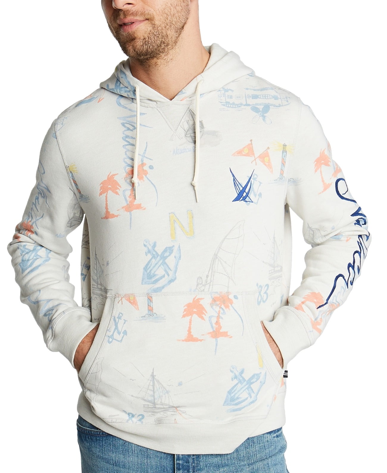 Nautica Men’s Classic-Fit Limited-Edition Printed Logo Hoodies, Blue ...