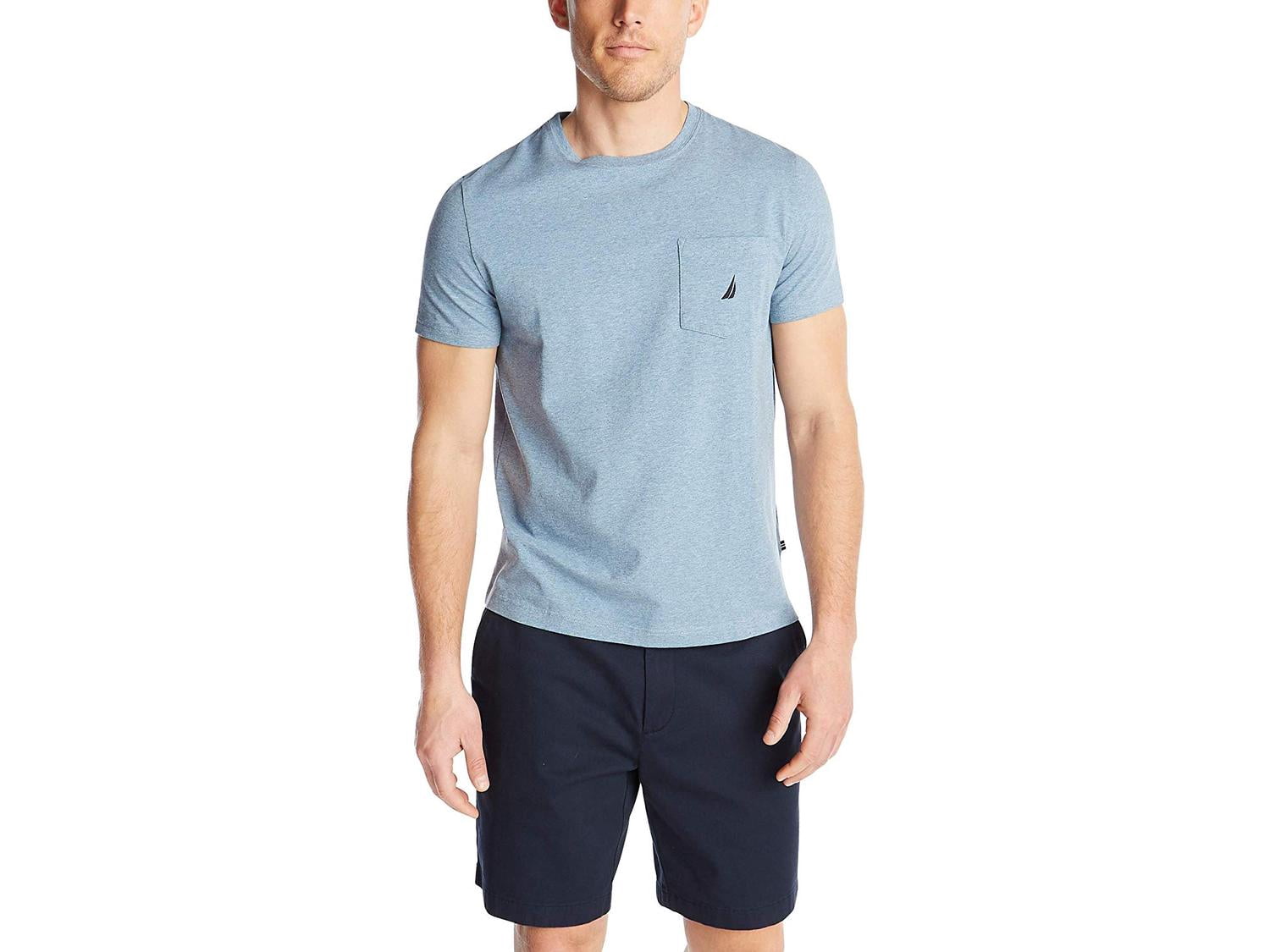 Nautica Men's Solid Crew Neck Short Sleeve Pocket T-Shirt,, Blue, Size Large - Walmart.com