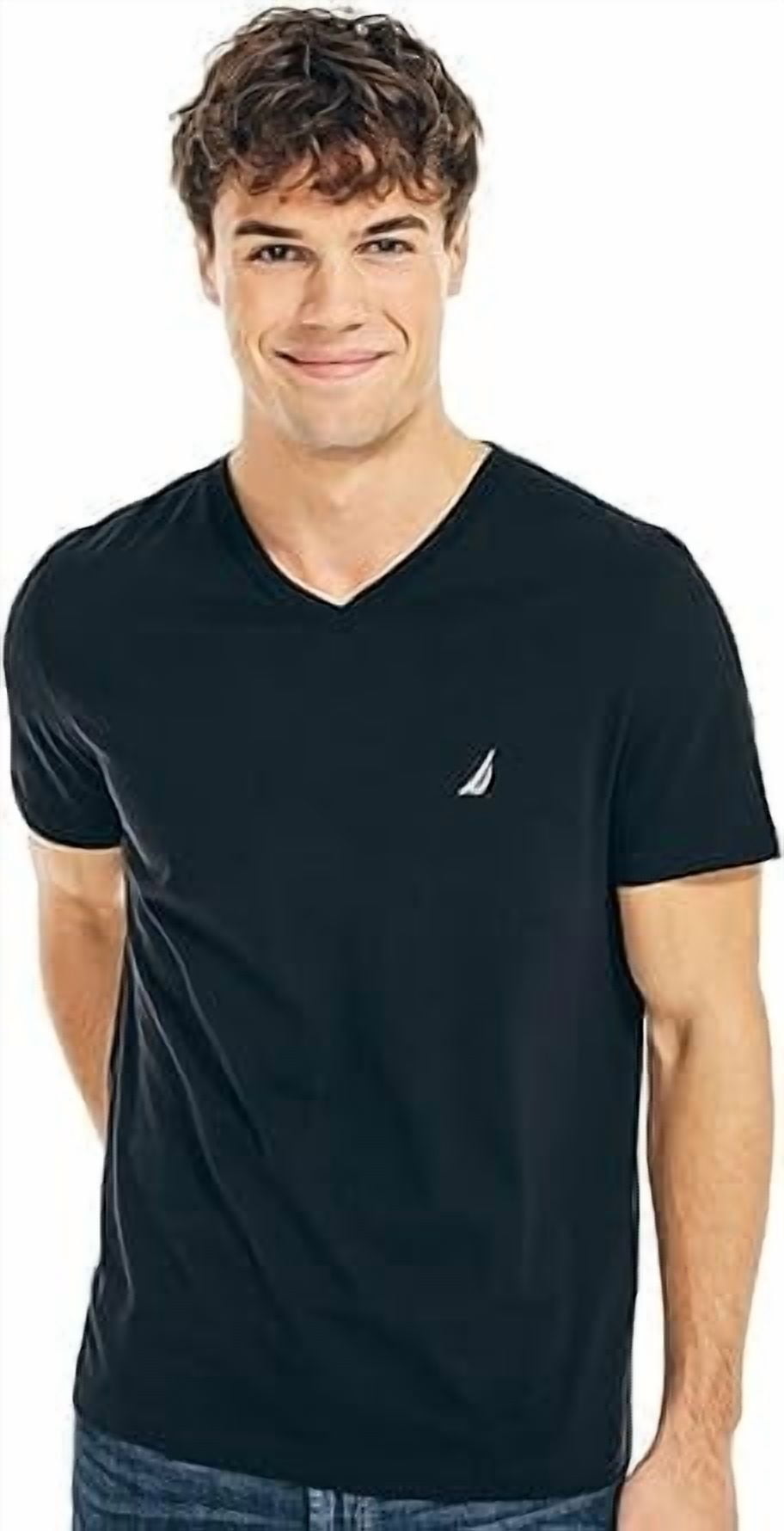 Nautica Men's V-Neck Deck T-Shirt, True Black, Large - Walmart.com