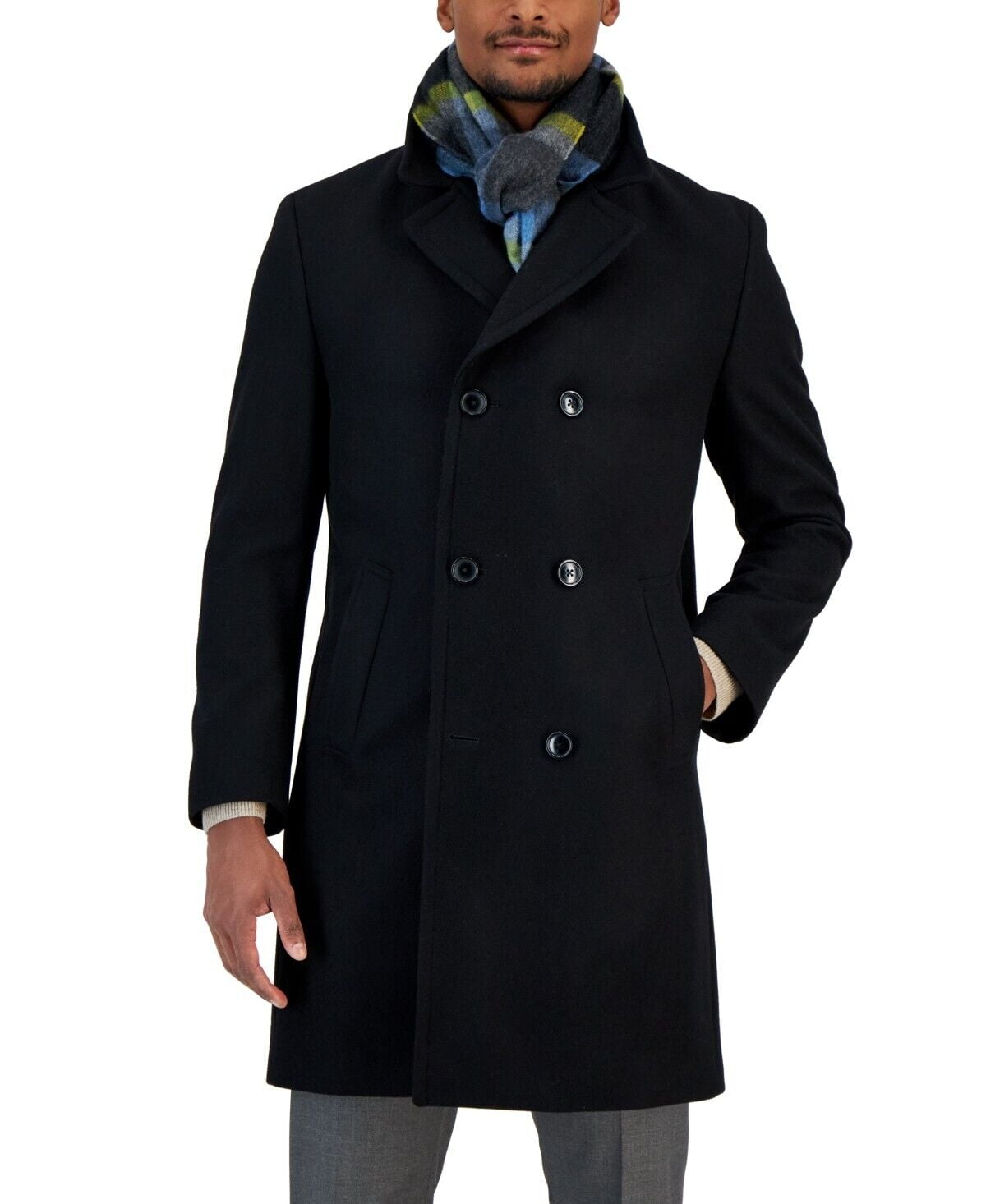 Nautica Mens Classic fit Overcoat Coat 48 L Black Solid - Walmart.com