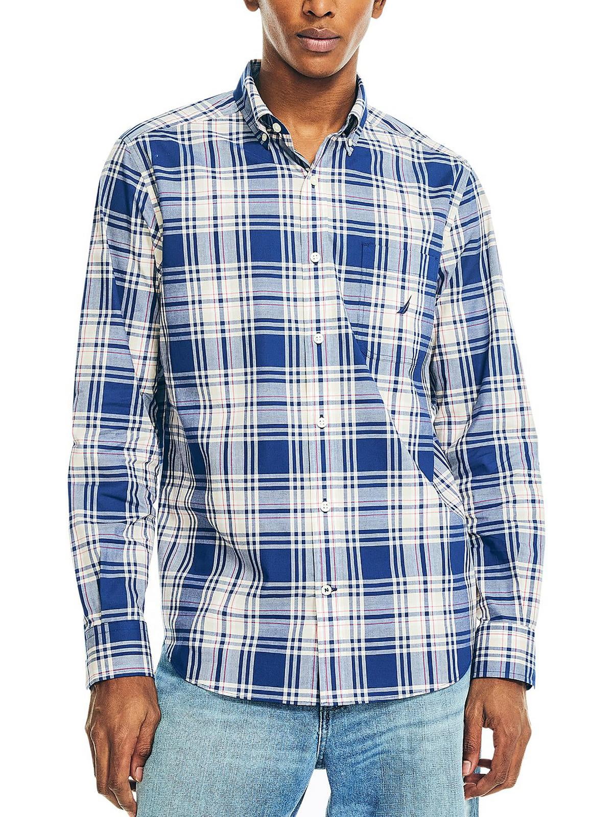 Nautica Mens Collared Plaid Button-Down Shirt - Walmart.com