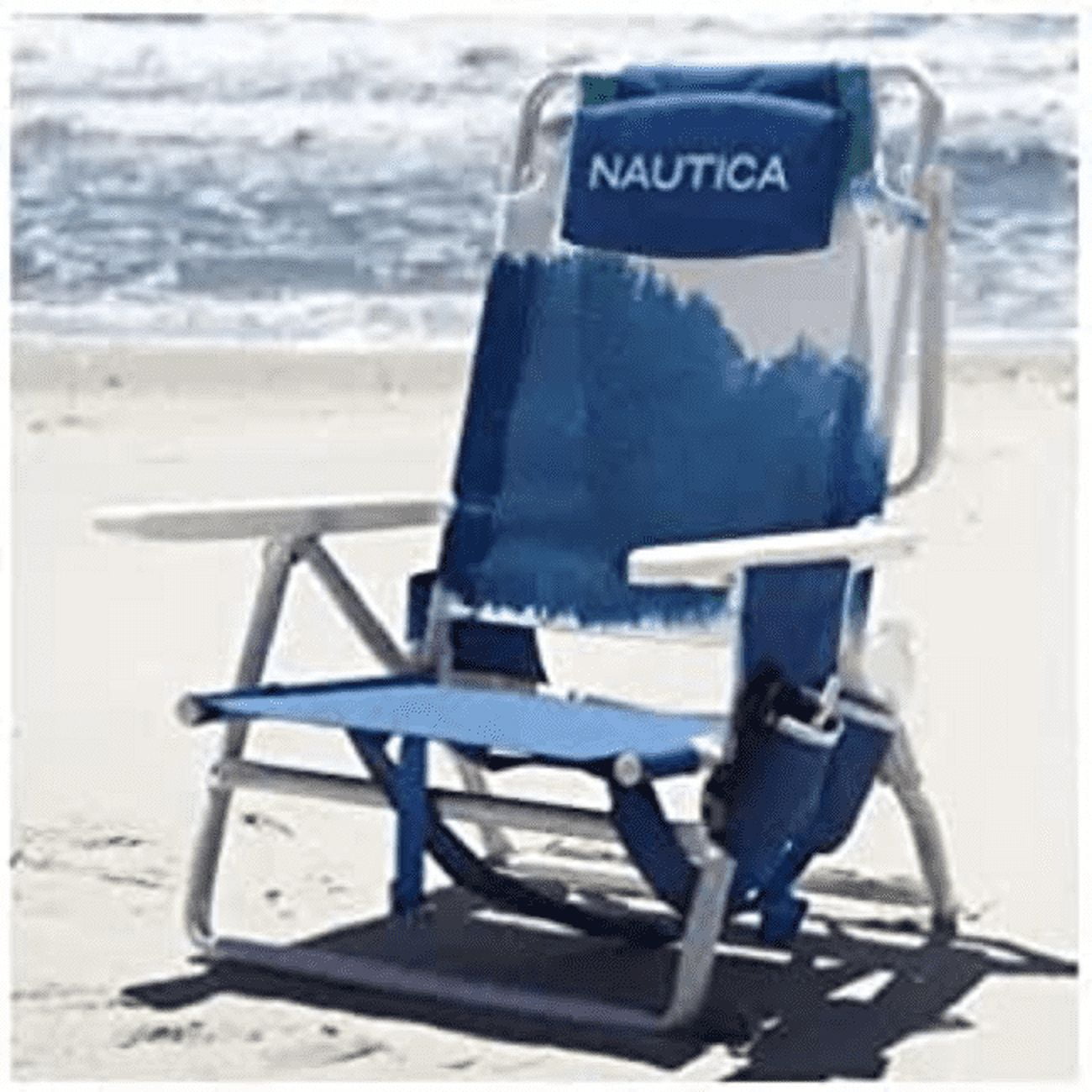 Nautica Portable Beach Chair, 5 Positions, Double Cup Holder, Shore Tie ...