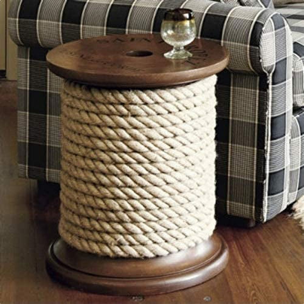 Coastal Nautical 18'' Wooden Side Table with Ship Wheel Base and Top ...
