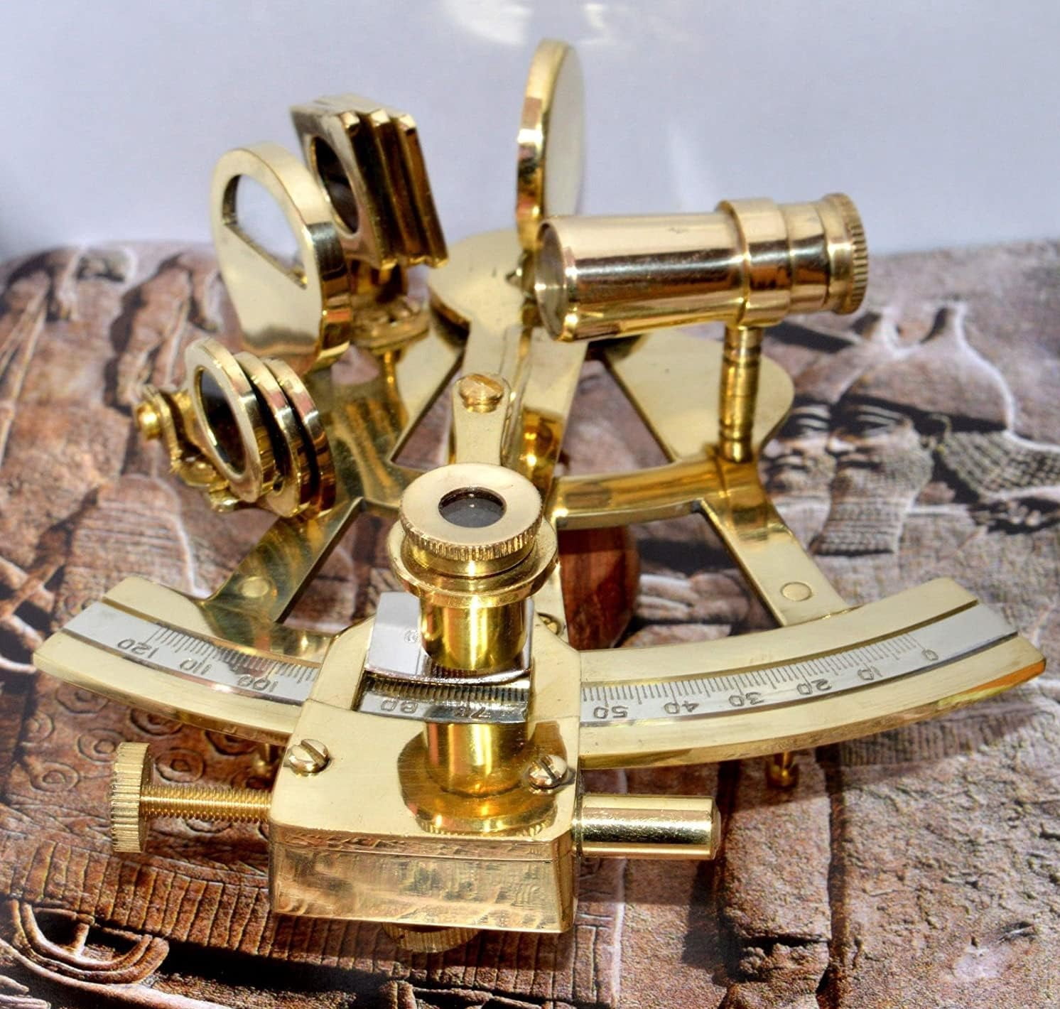 Nautical 4" Solid Brass Sextant Nautical Working Instrument Astrolabe ...