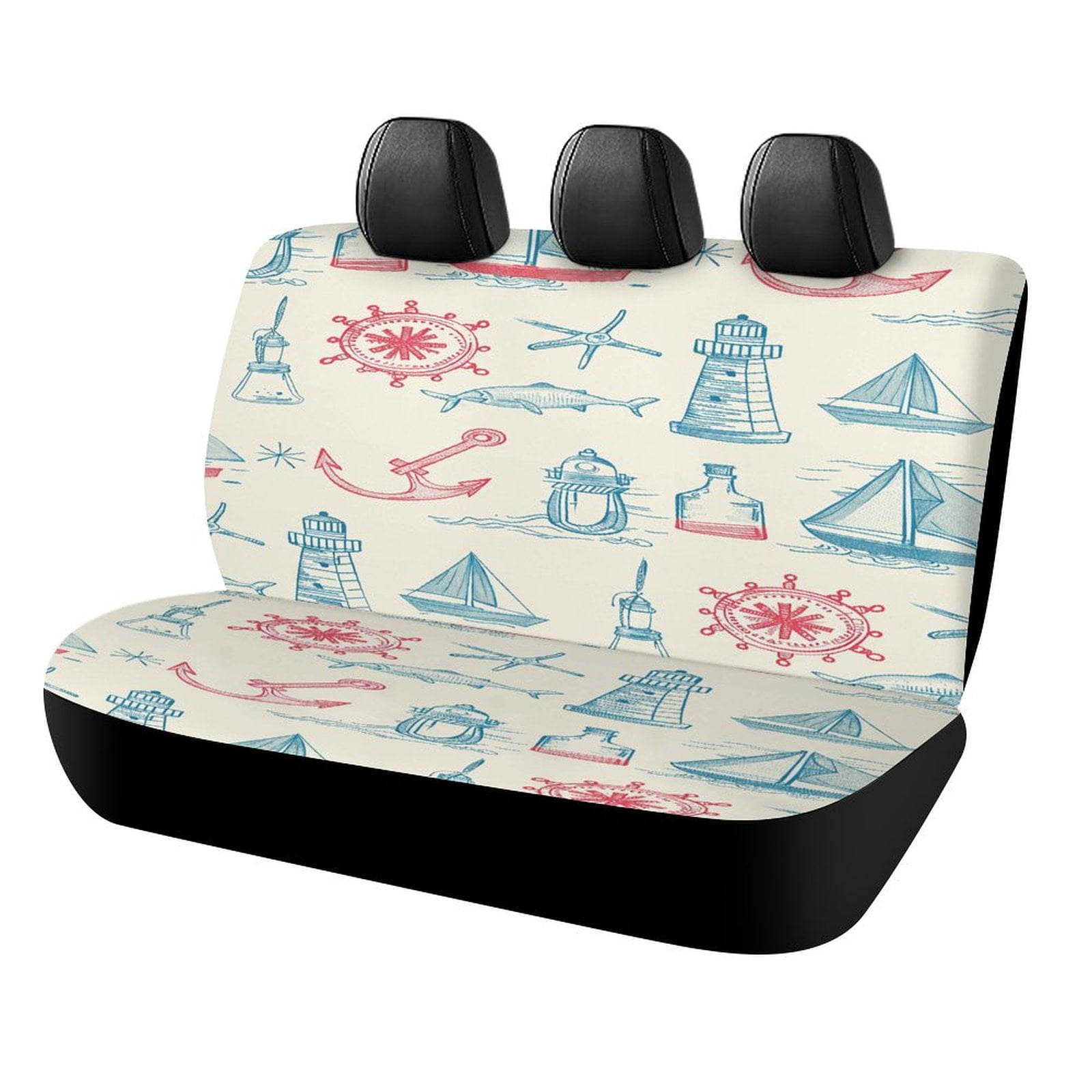 Nautical Adventure -4 Rear Seat Covers, Car Backseat Protector ...