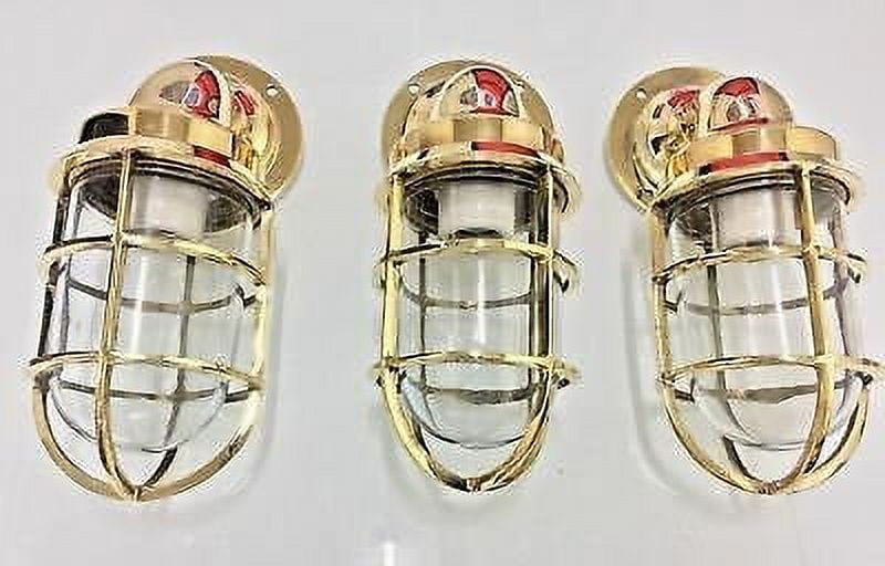 Nautical American Ship Passage Way Bulkhead Swan Neck Brass Light 3 ...