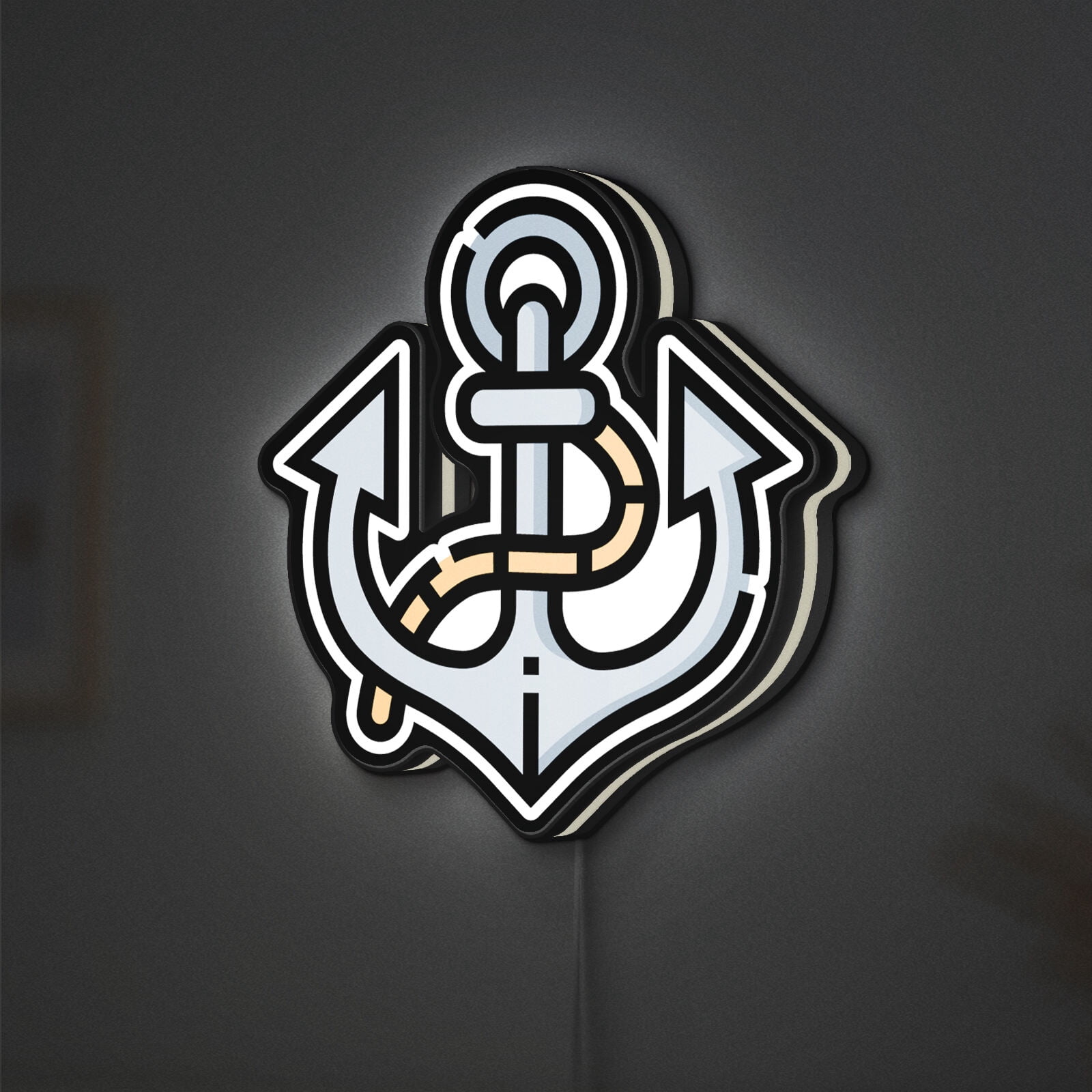 Nautical Anchor 3D Novelty Light Box for Boat and Sailing Decor, Ship ...