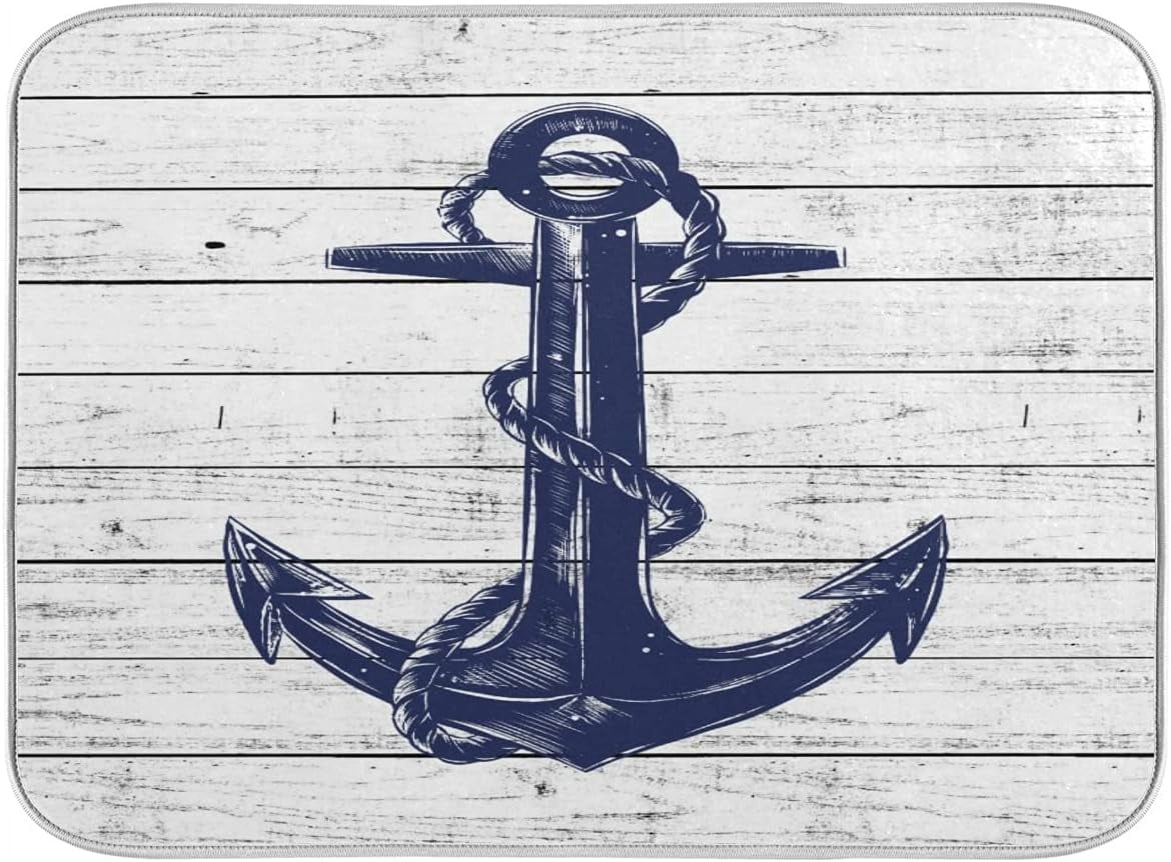 Nautical Anchor Board Dish Drying Mat Countertop 18x24 inch Retro ...