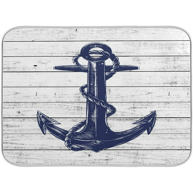 Nautical Anchor Board Dish Drying Mat Countertop 18x24 inch Retro ...
