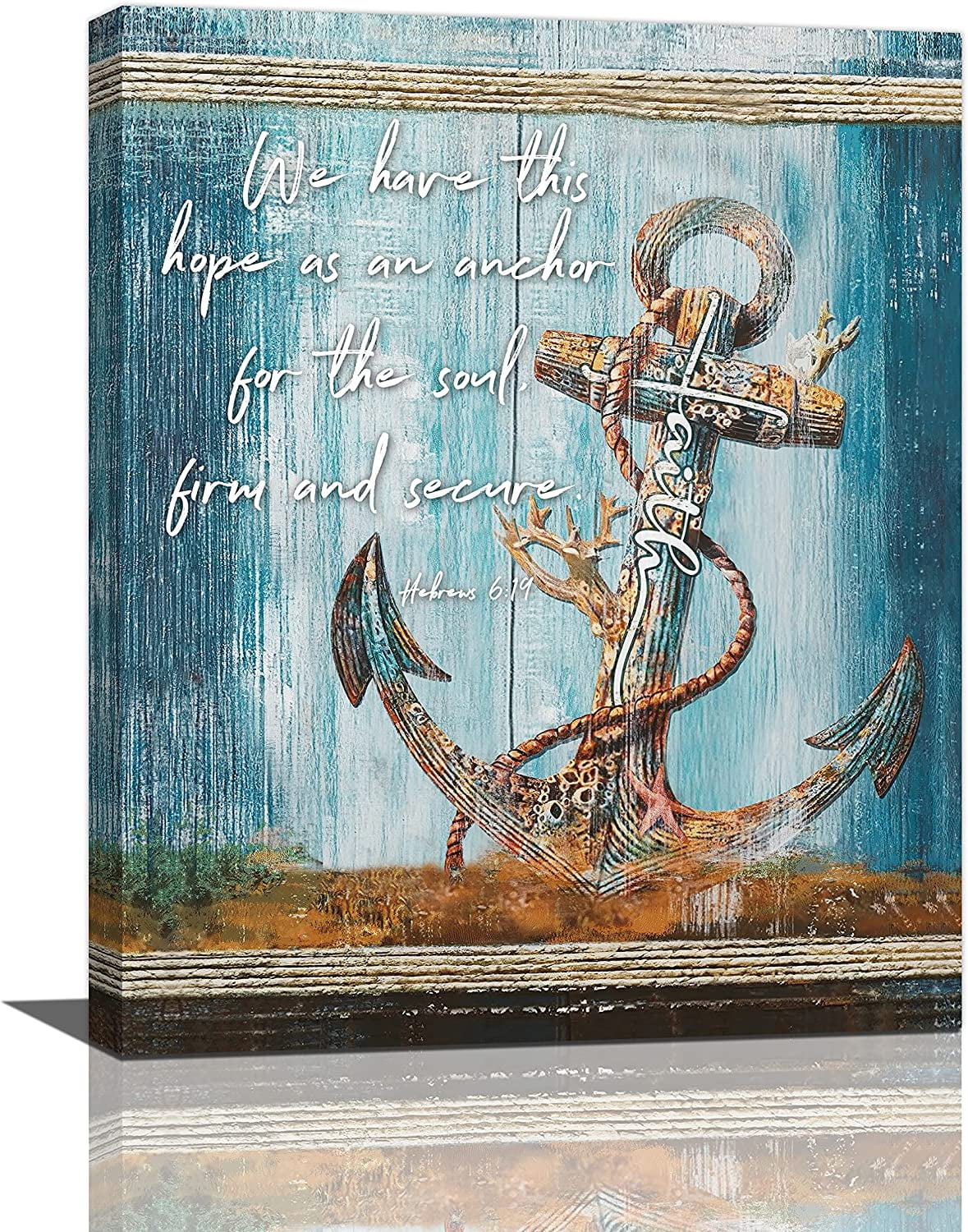 Nautical Anchor Canvas Wall Art Rustic Coastal Anchor Wall Decor ...