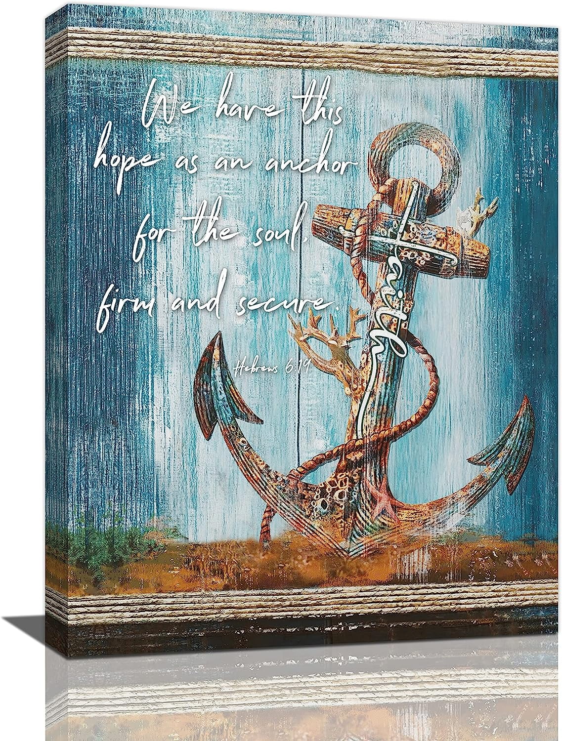 Nautical Anchor Canvas Wall Art Rustic Coastal Anchor Wall Decor ...