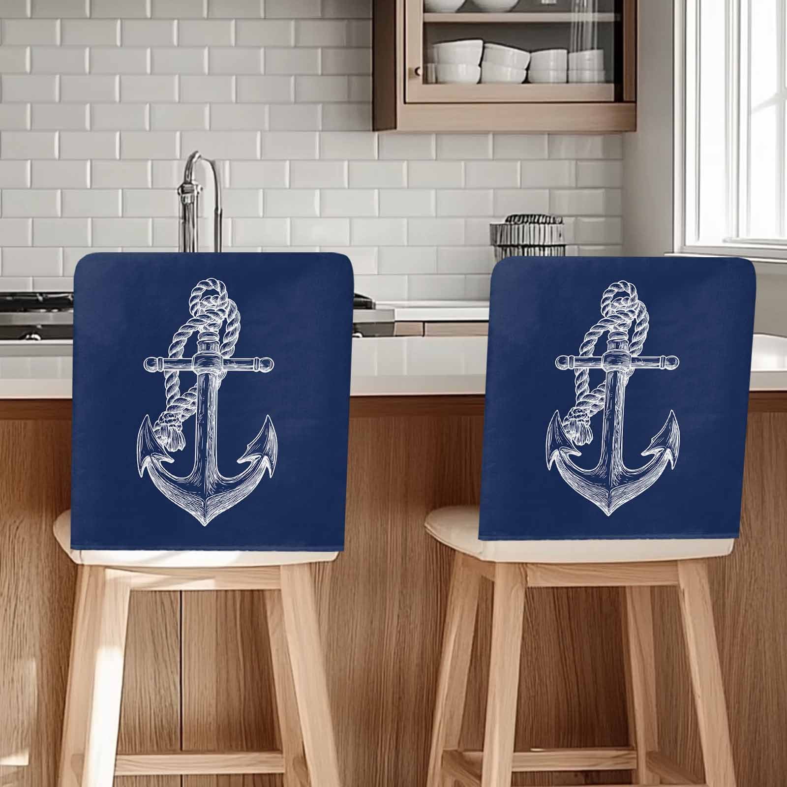 Nautical Anchor Chair Covers Set of 6 Rope Knot Coastal Chair Back ...