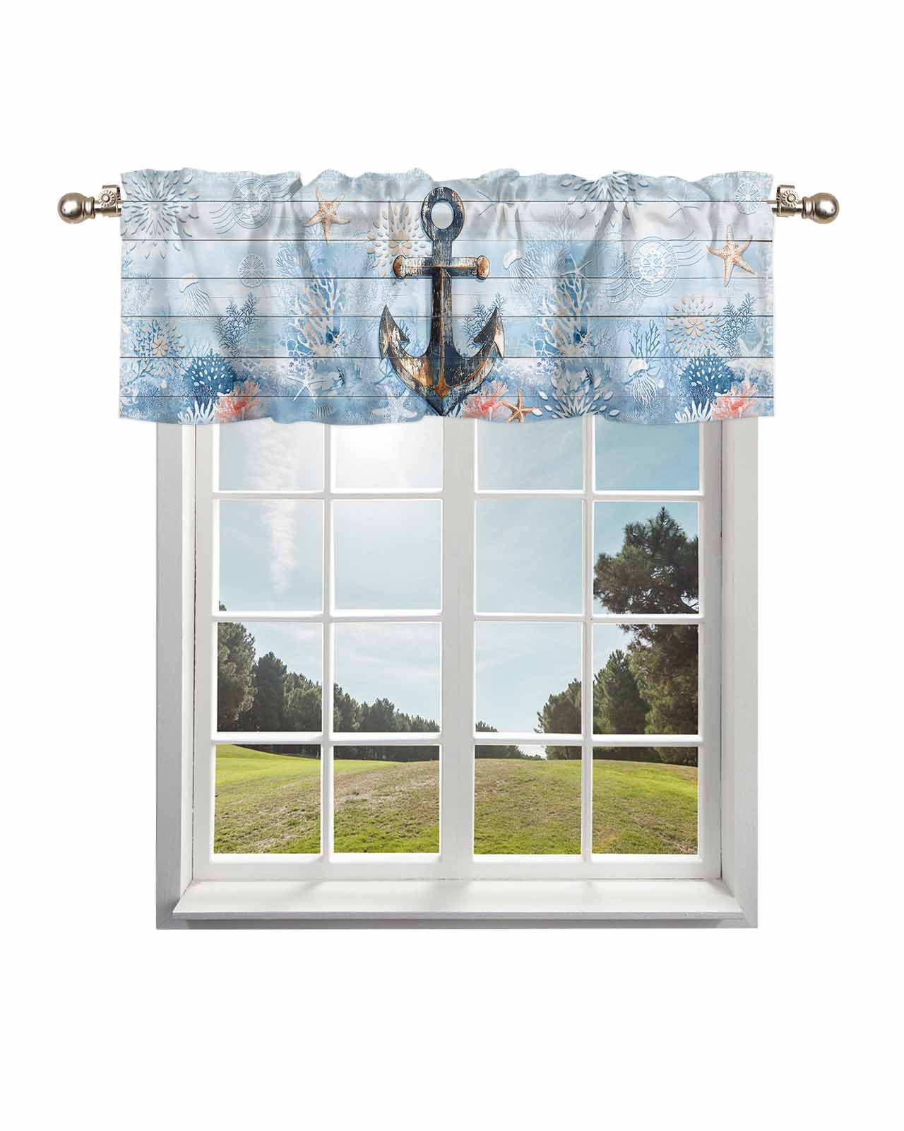 Nautical Anchor Curtain Valance for Windows/Living Room/Kitchen ...