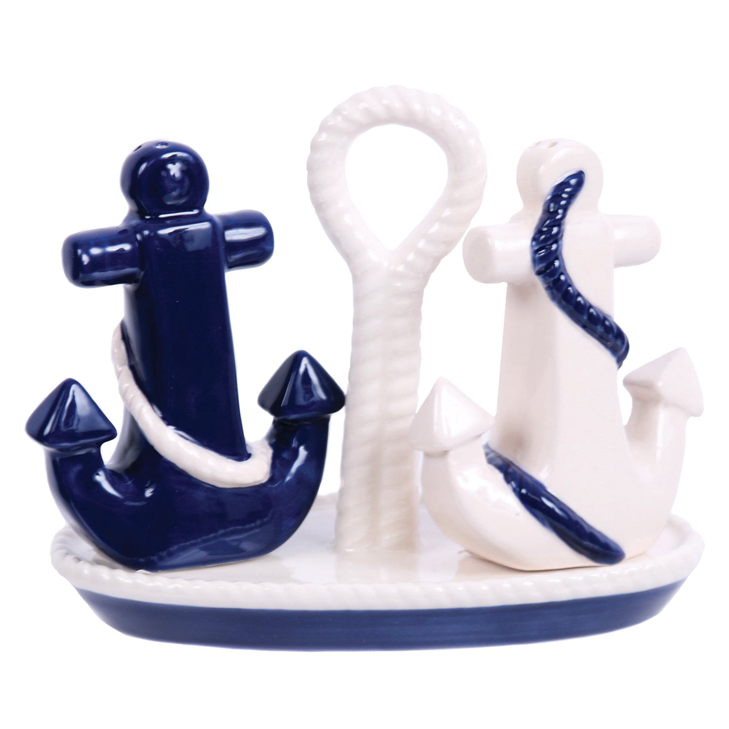 Nautical Anchor Shaped Salt and Pepper Shakers on Base - Walmart.com