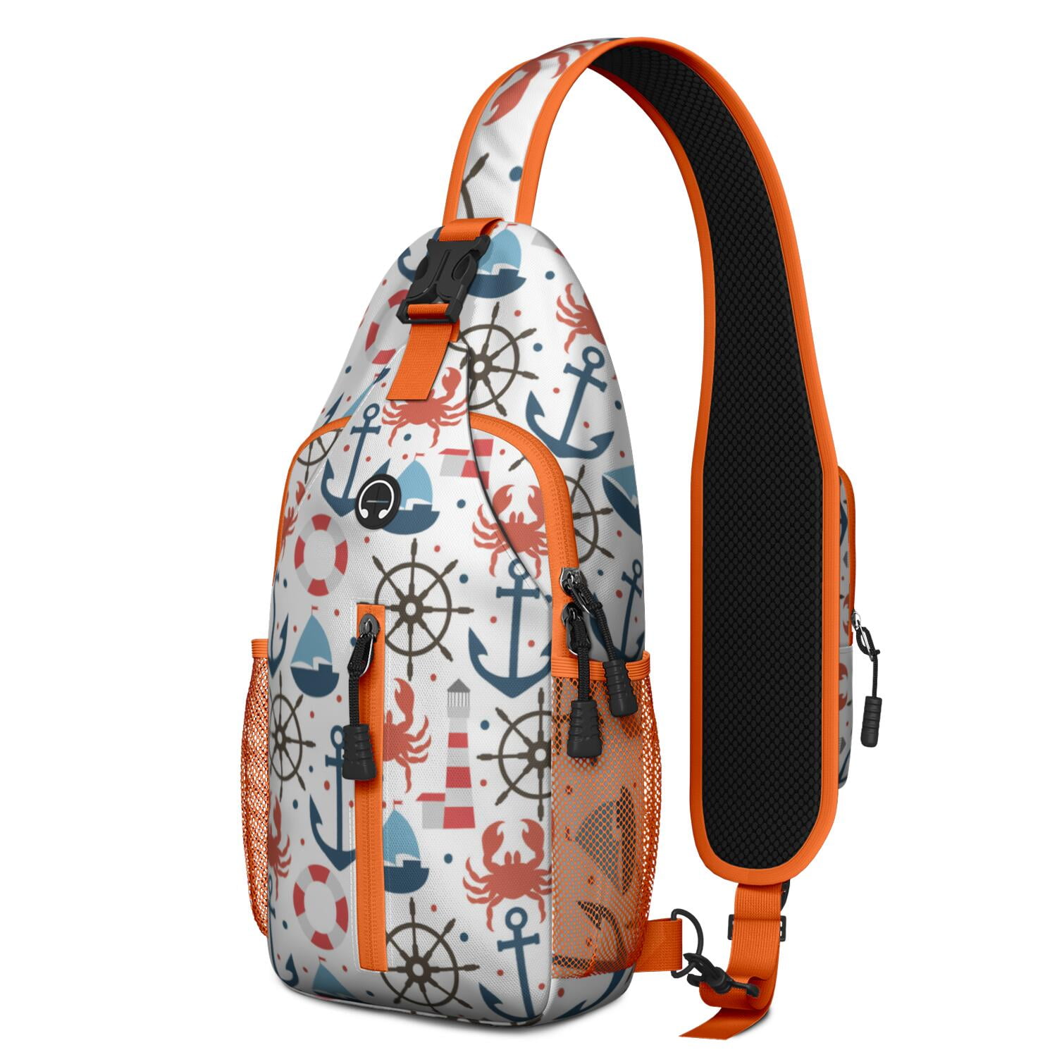 Nautical Anchor Sling Backpack with Coastal Marine Waves and Ocean ...