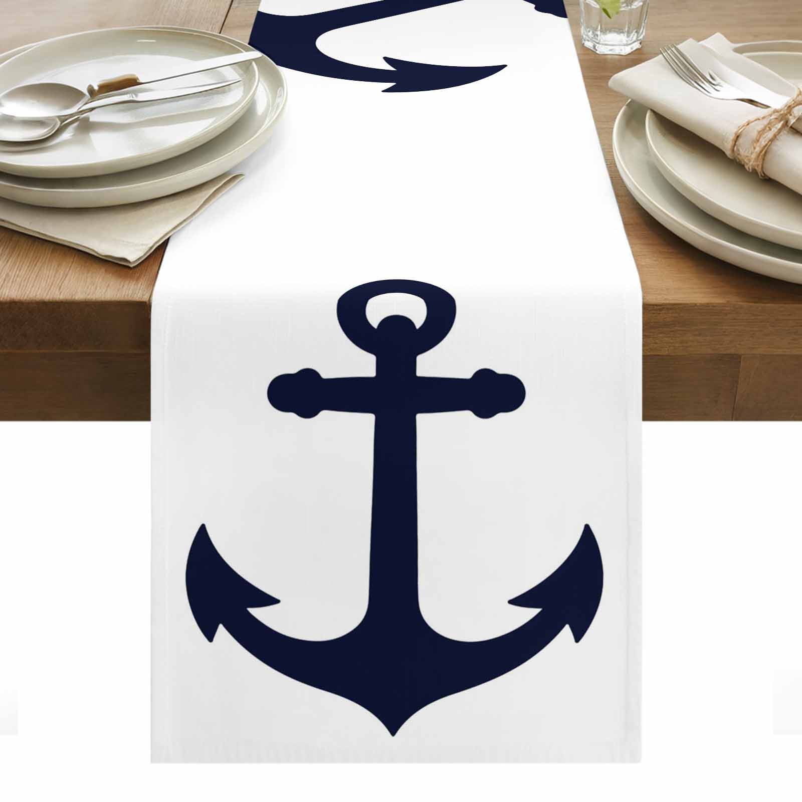 Nautical Anchor Table Runner - 72 Inch Long, Kitchen Dining Table ...